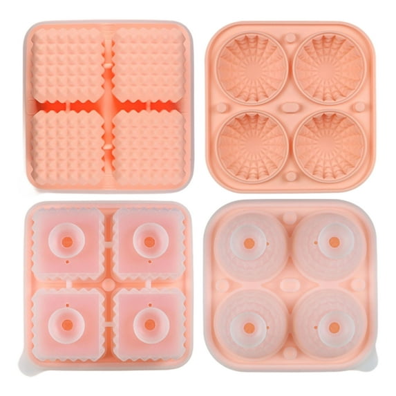 2 Piece Silicone Ice Cubes Tray Set Square Round Ice Molds For Whiskeys ...