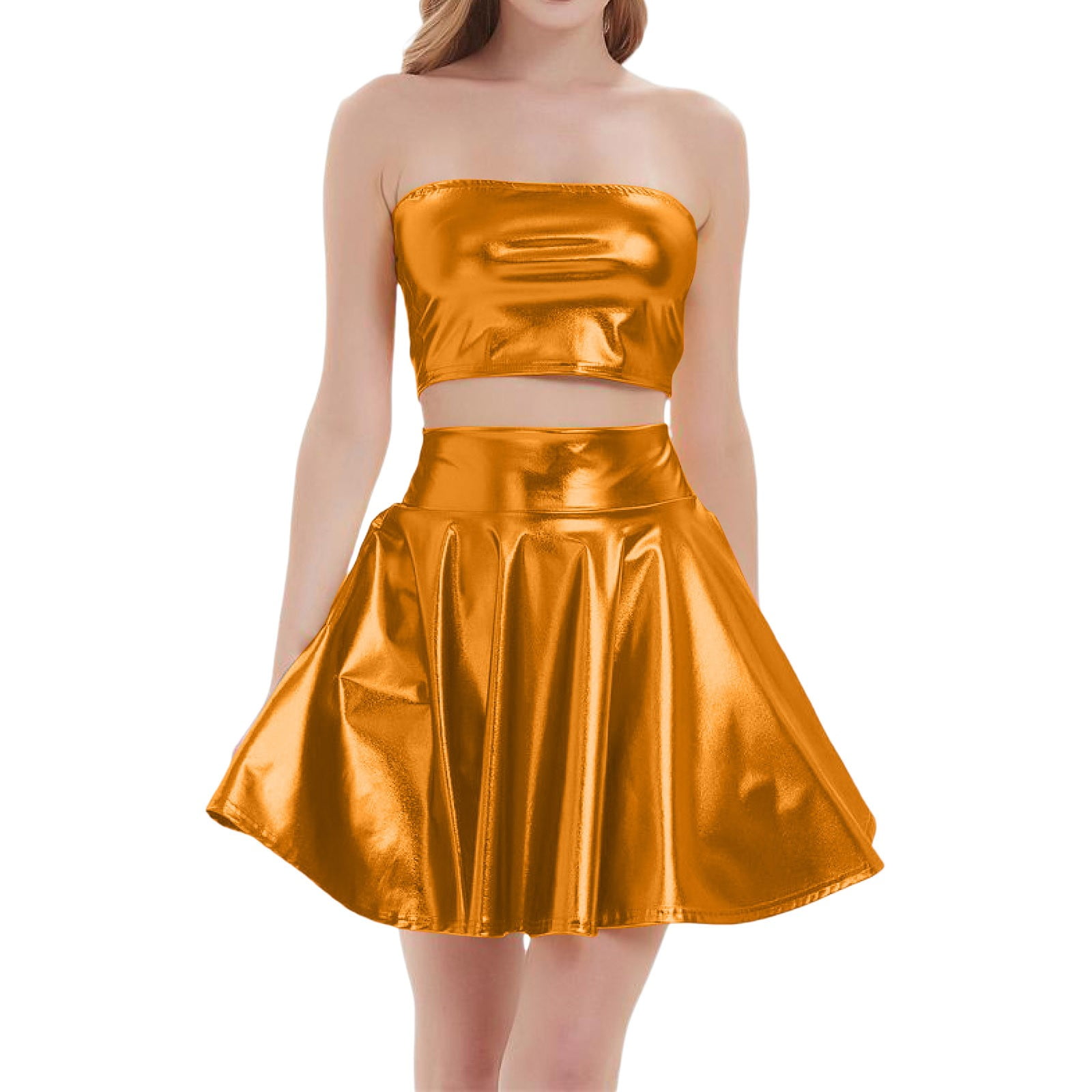 2 Piece Skirt Sets for Women Performance Wear Solid Off Shoulder Crop ...