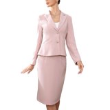 INSPIRE CHIC 2 Piece Skirt Suit Set for Women Long Sleeve Blazer Pencil ...
