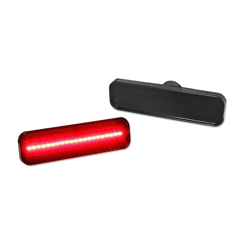 2-Piece Smoked Lens Rear Red Side Marker Lights with Black ABS Housing ...