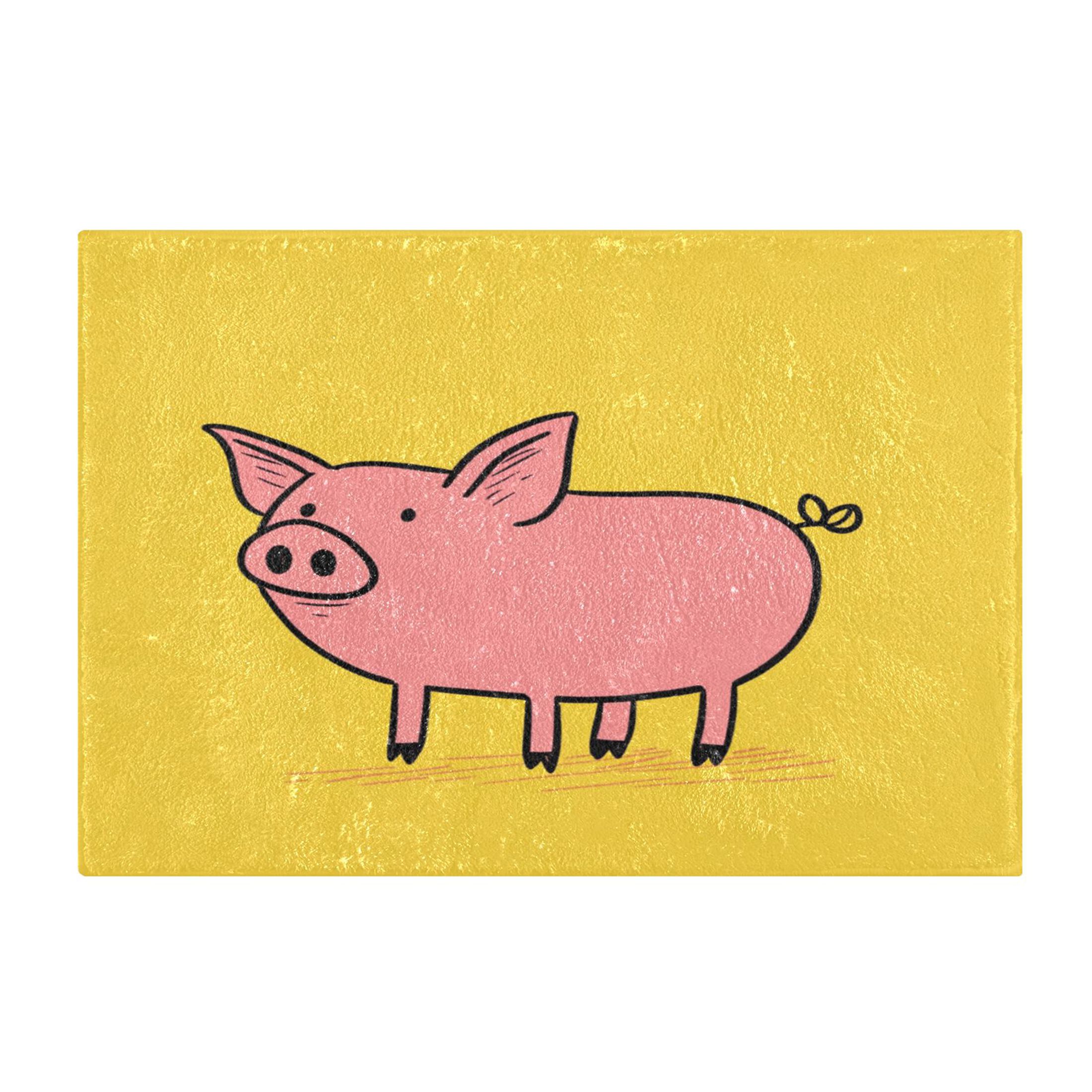 2 Piece Soft Bathroom Rug Set A Pink Pig Bath Mat and U-Shaped Toilet ...