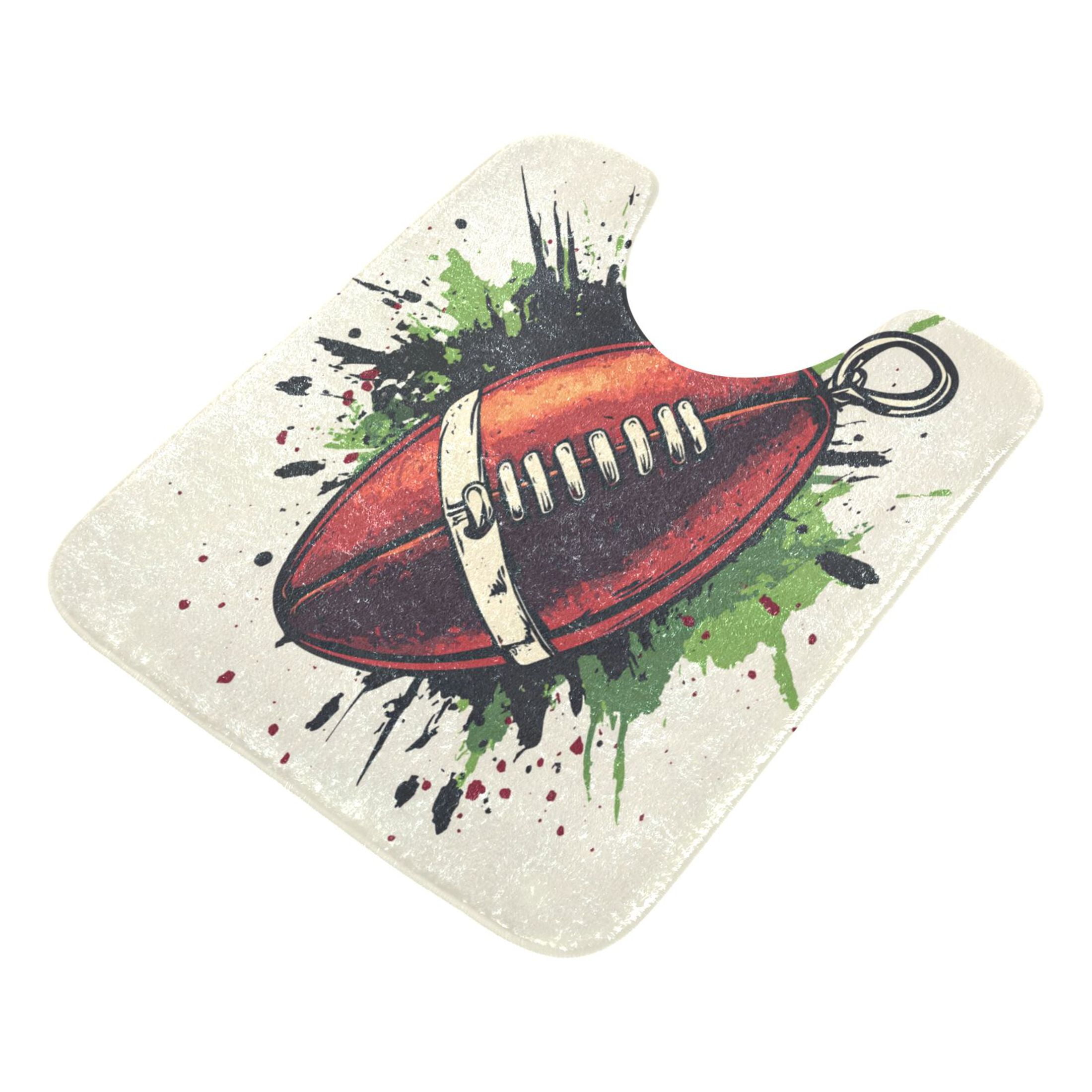 2 Piece Soft Bathroom Rug Set American Football-shaped Bath Mat and U ...