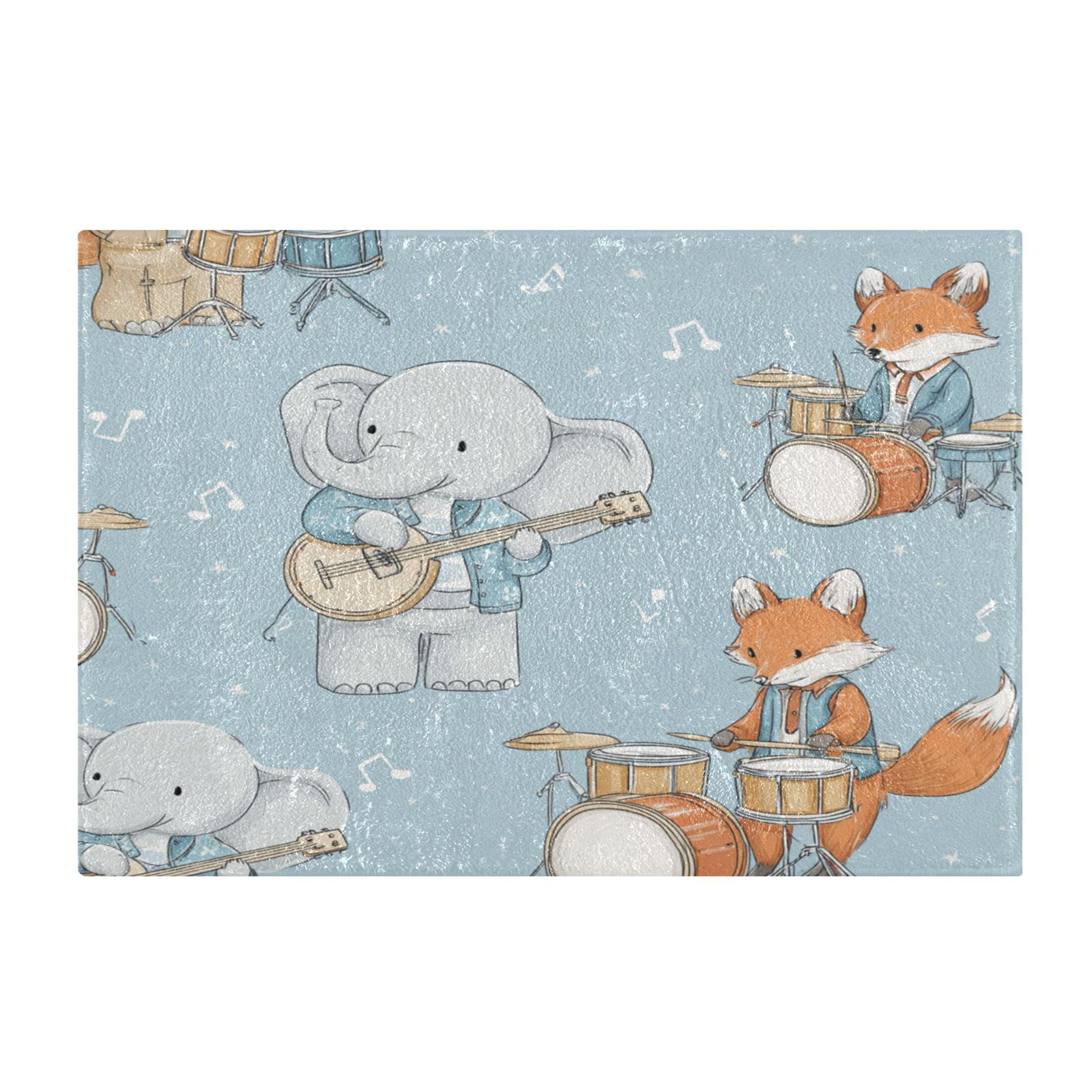 2 Piece Soft Bathroom Rug Set Animals Playing Musical Instruments Bath ...