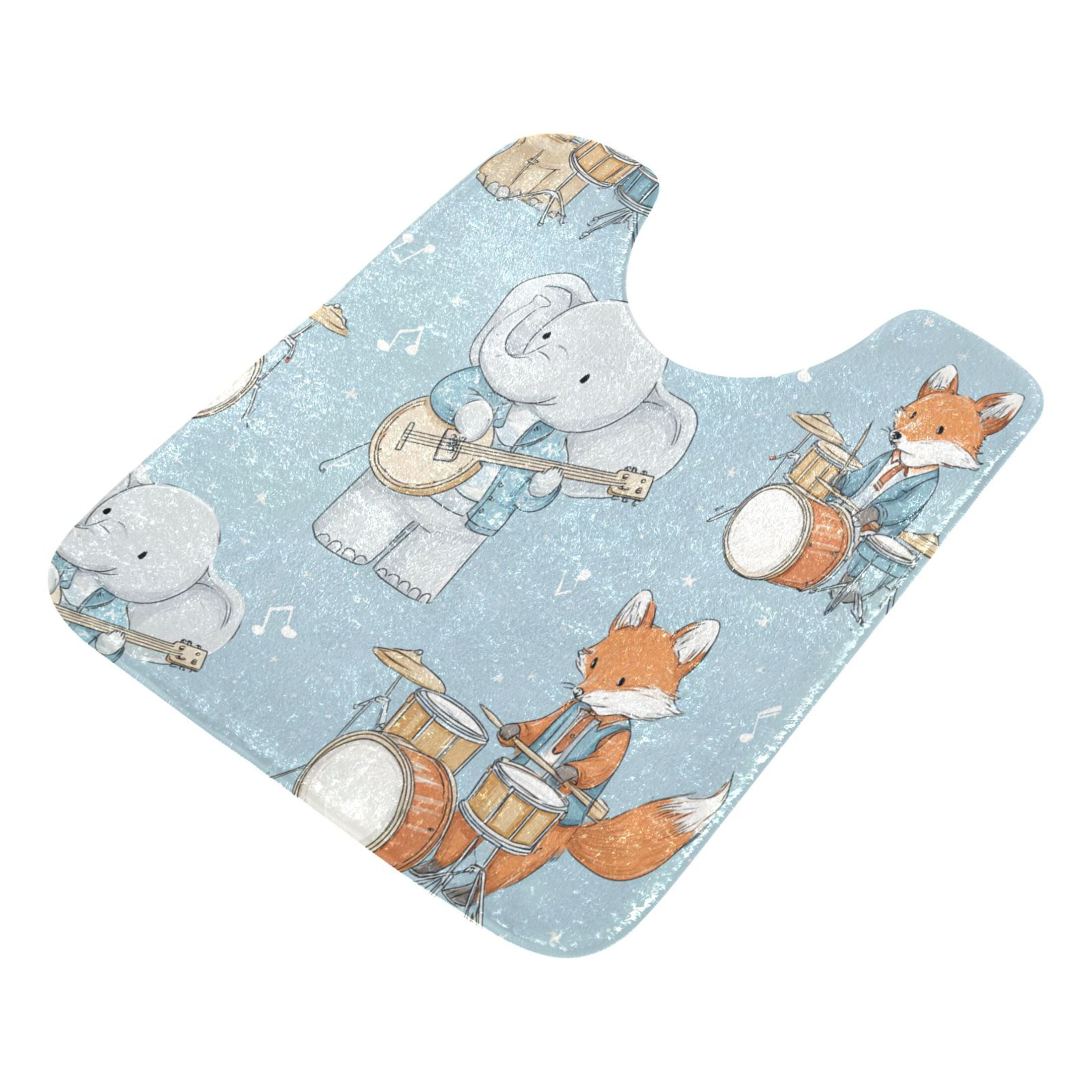 2 Piece Soft Bathroom Rug Set Animals Playing Musical Instruments Bath ...