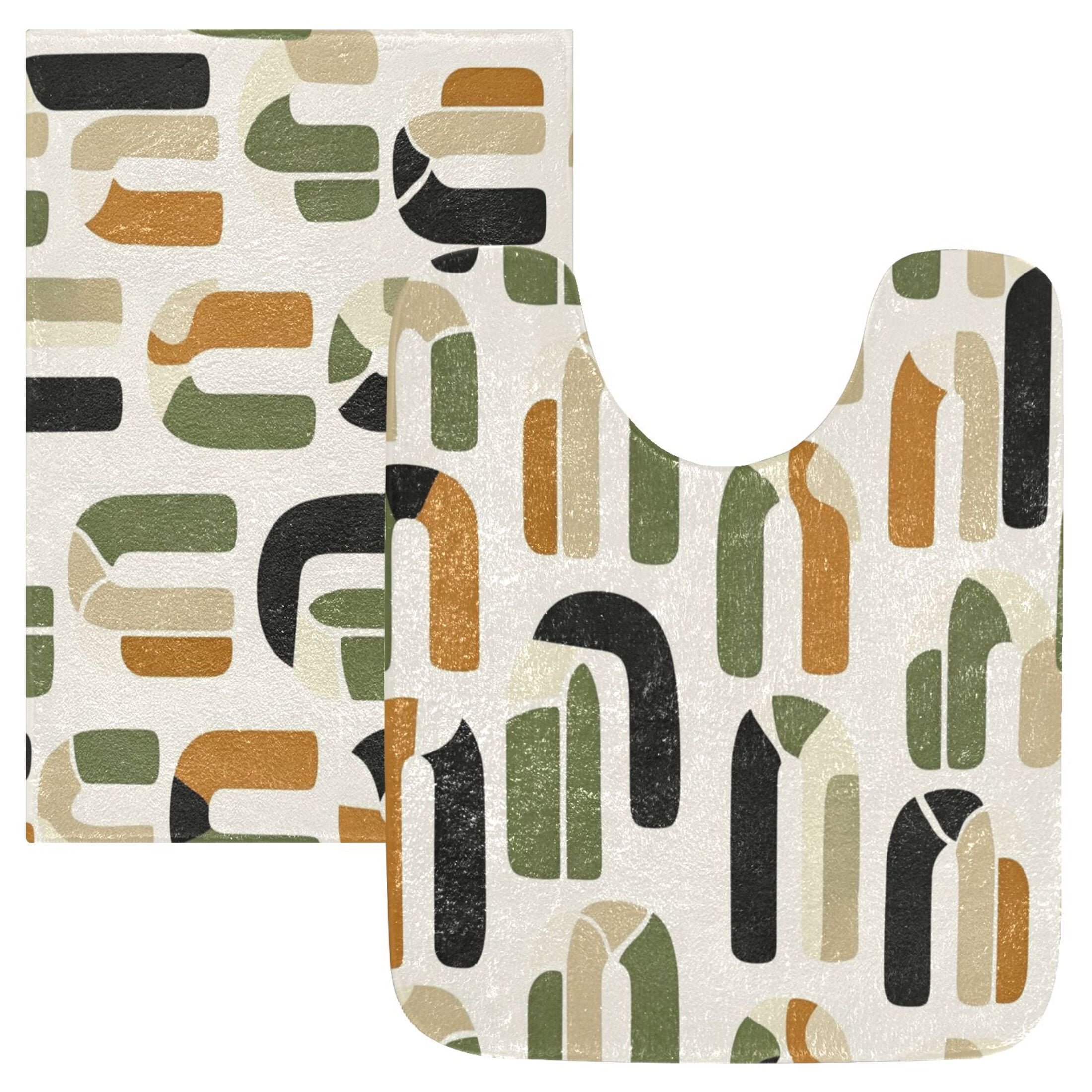 2 Piece Soft Bathroom Rug Set Arch Motif Bath Mat and U-Shaped Toilet Contour Rug (16"x24"+20 ...