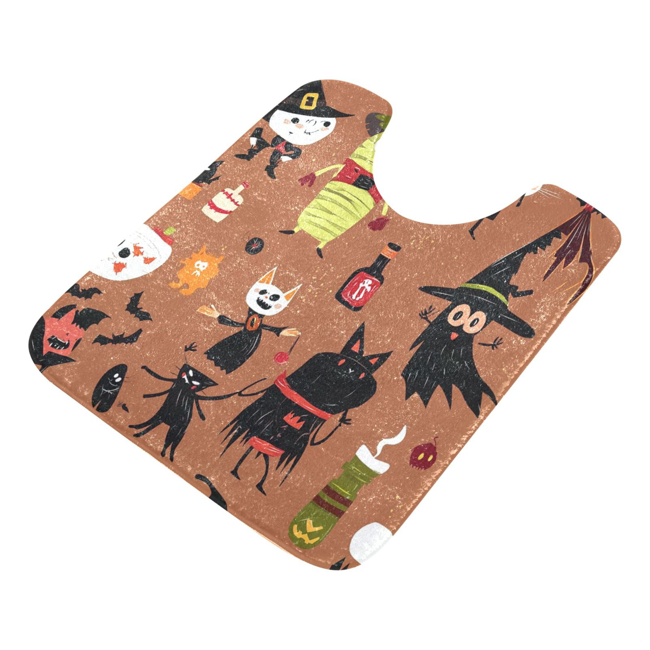 2 Piece Soft Bathroom Rug Set Black Clown Costume Icons Bath Mat and U ...