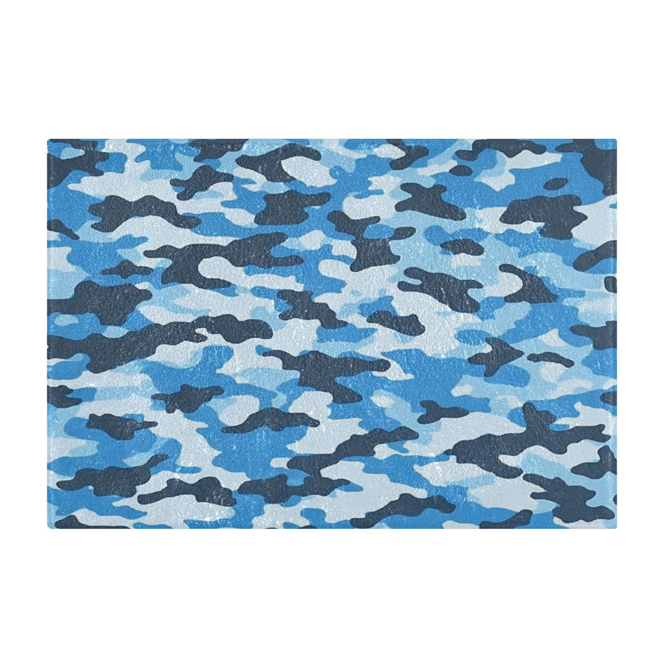 2 Piece Soft Bathroom Rug Set Blue Camouflage Pattern Bath Mat and U ...