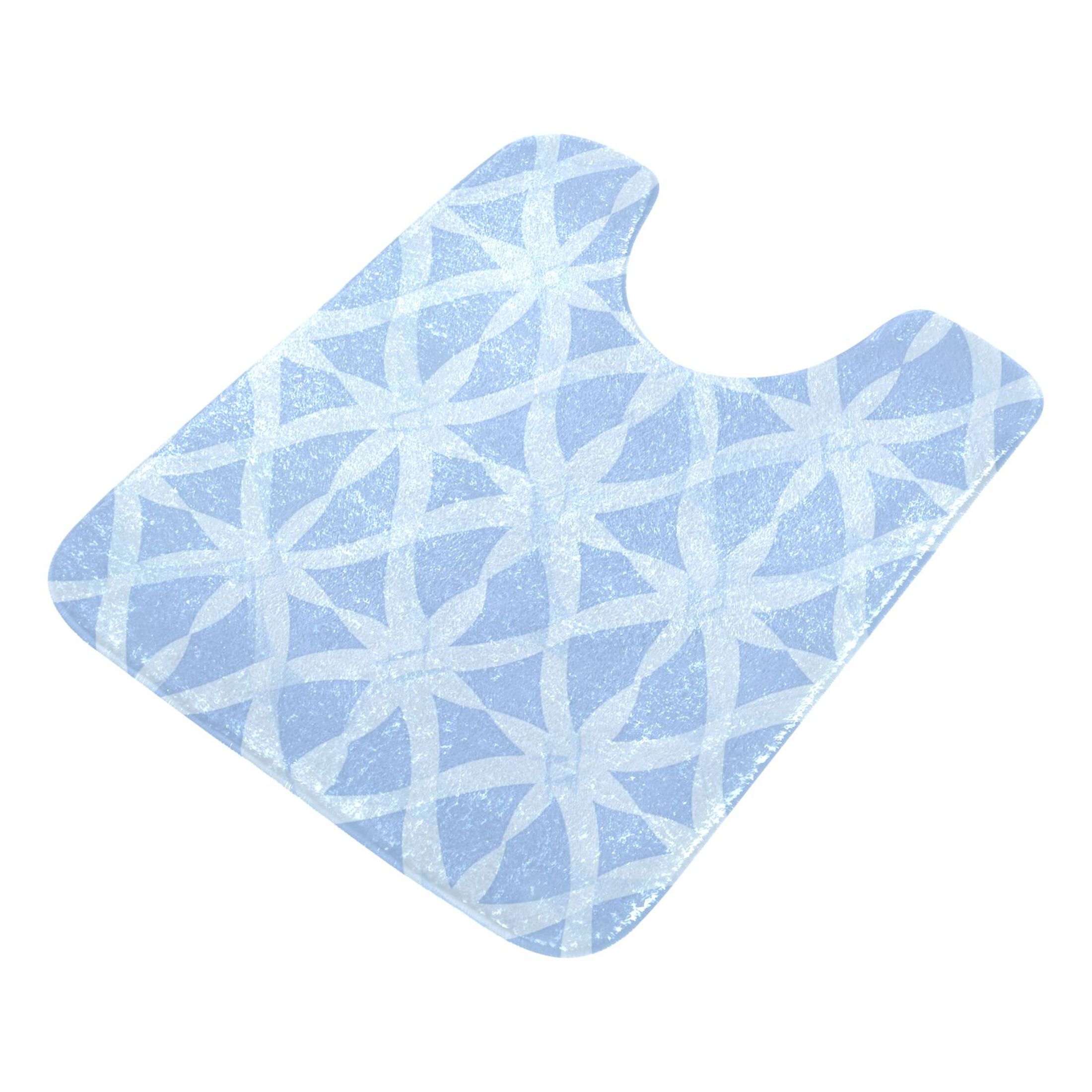 2 Piece Soft Bathroom Rug Set Blue Geometric Shapes Bath Mat and U ...
