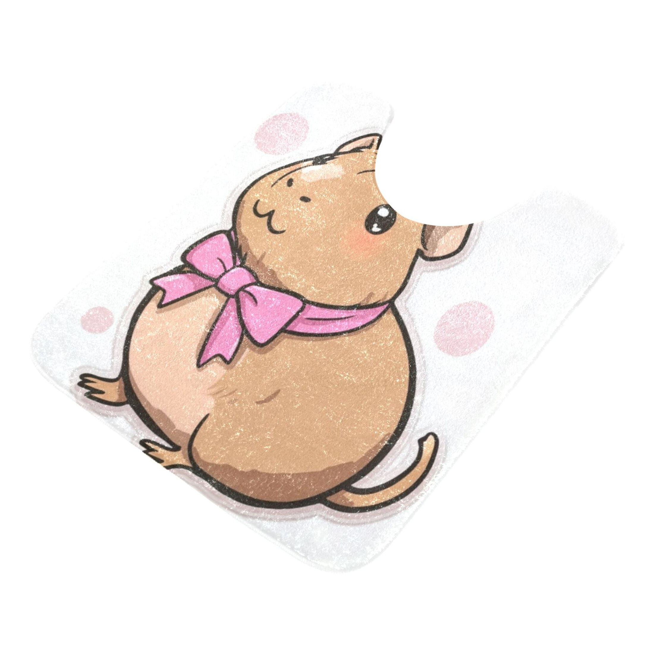 2 Piece Soft Bathroom Rug Set Capybara with A Bow Bath Mat and U-Shaped ...