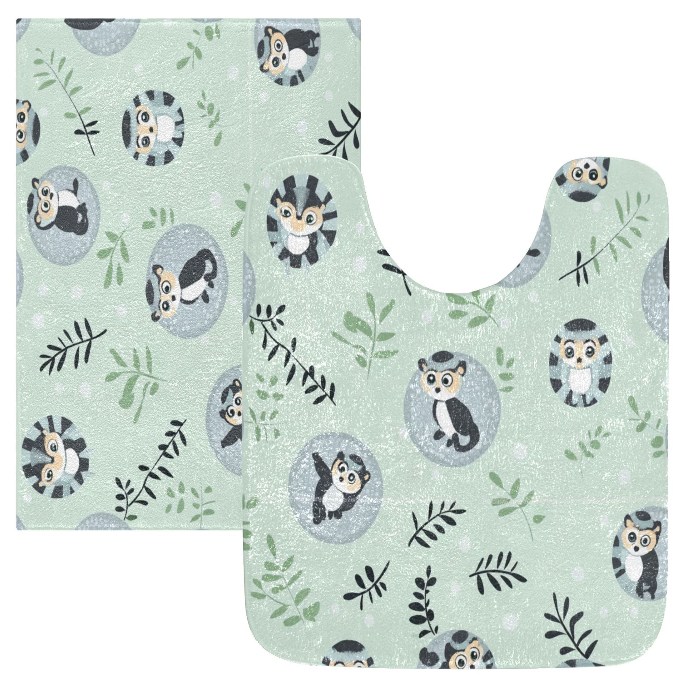 2 Piece Soft Bathroom Rug Set Cute Adorable Lemurs Bath Mat and U ...