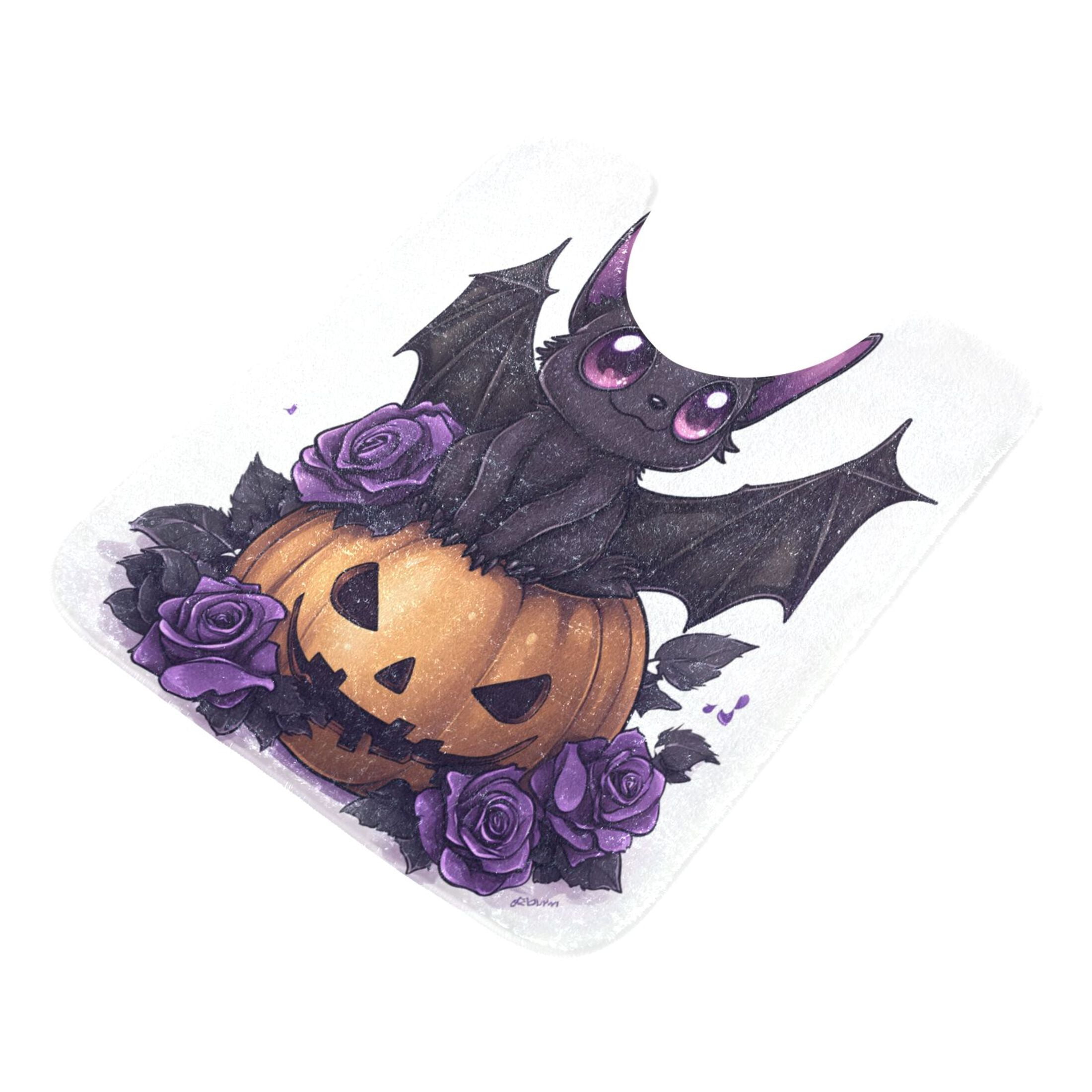 2 Piece Soft Bathroom Rug Set Cute Bat Bath Mat and U-Shaped Toilet ...