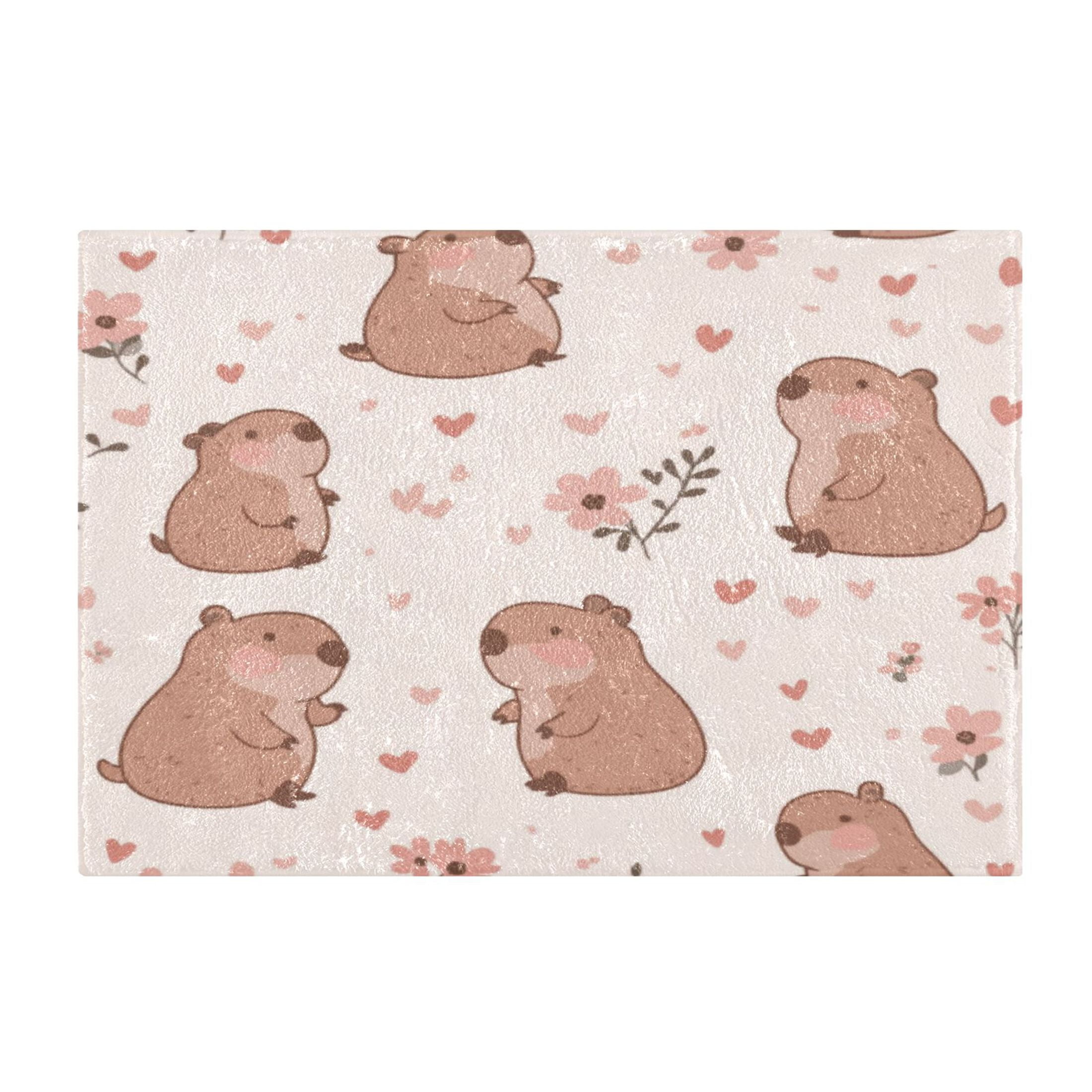 2 Piece Soft Bathroom Rug Set Cute Capybaras Bath Mat and U-Shaped ...