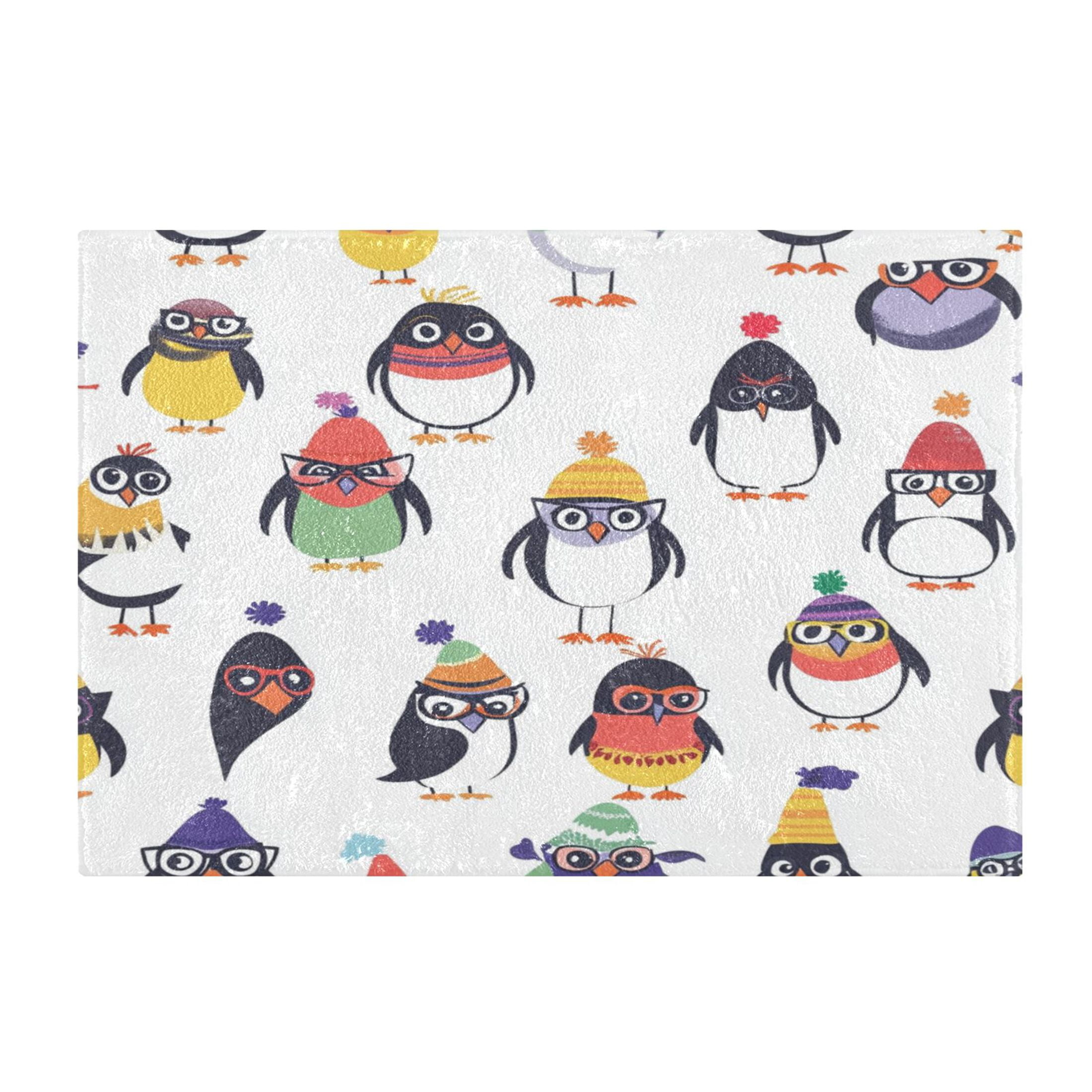 2 Piece Soft Bathroom Rug Set Cute Cartoon Penguins Bath Mat and U ...