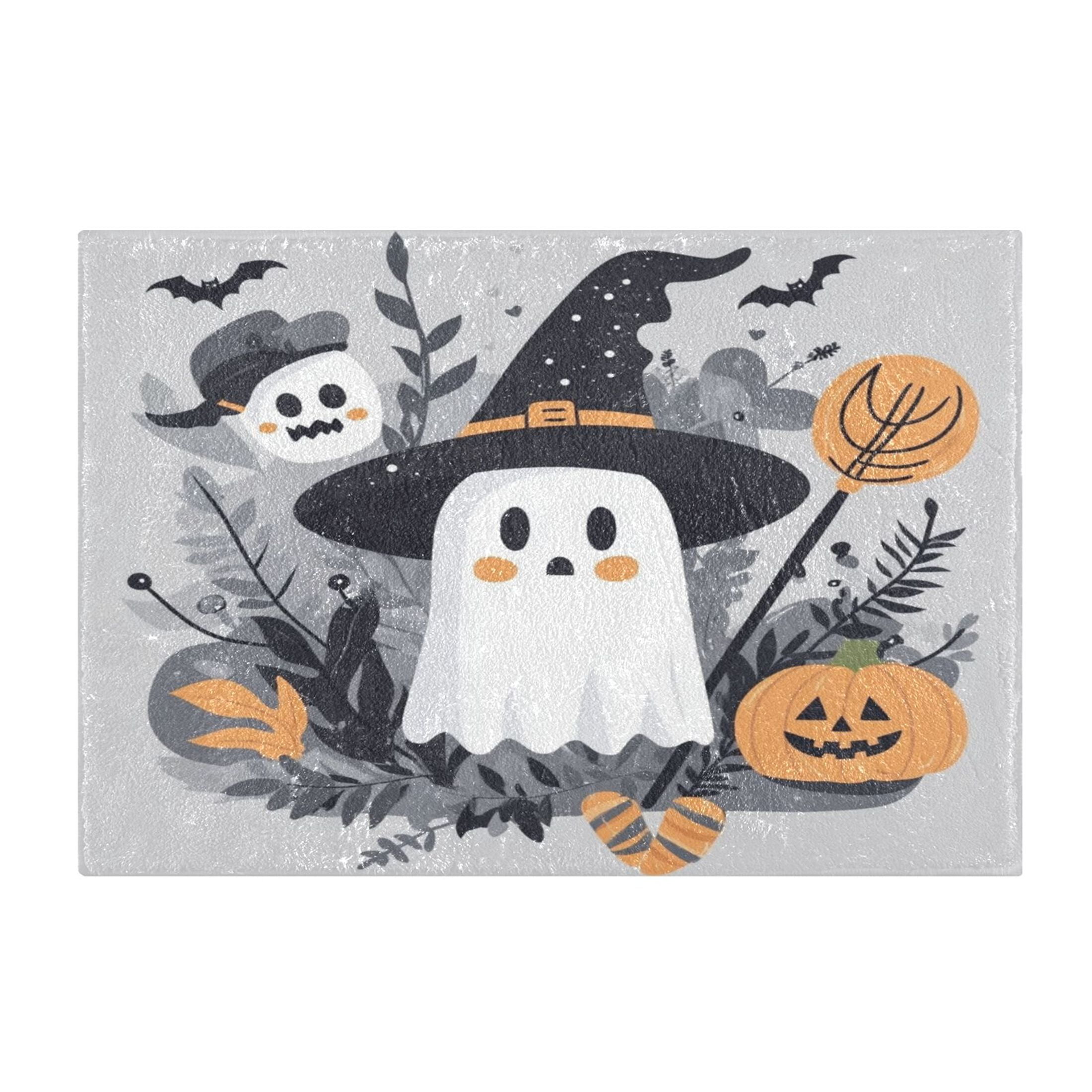 2 Piece Soft Bathroom Rug Set Cute Cartoon Witch and Ghost Character ...