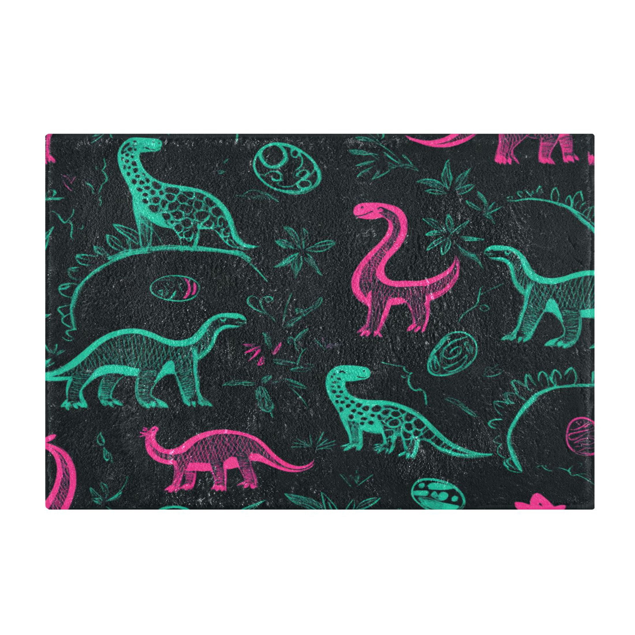 2 Piece Soft Bathroom Rug Set Cute Green Dinosaurs Bath Mat and U ...