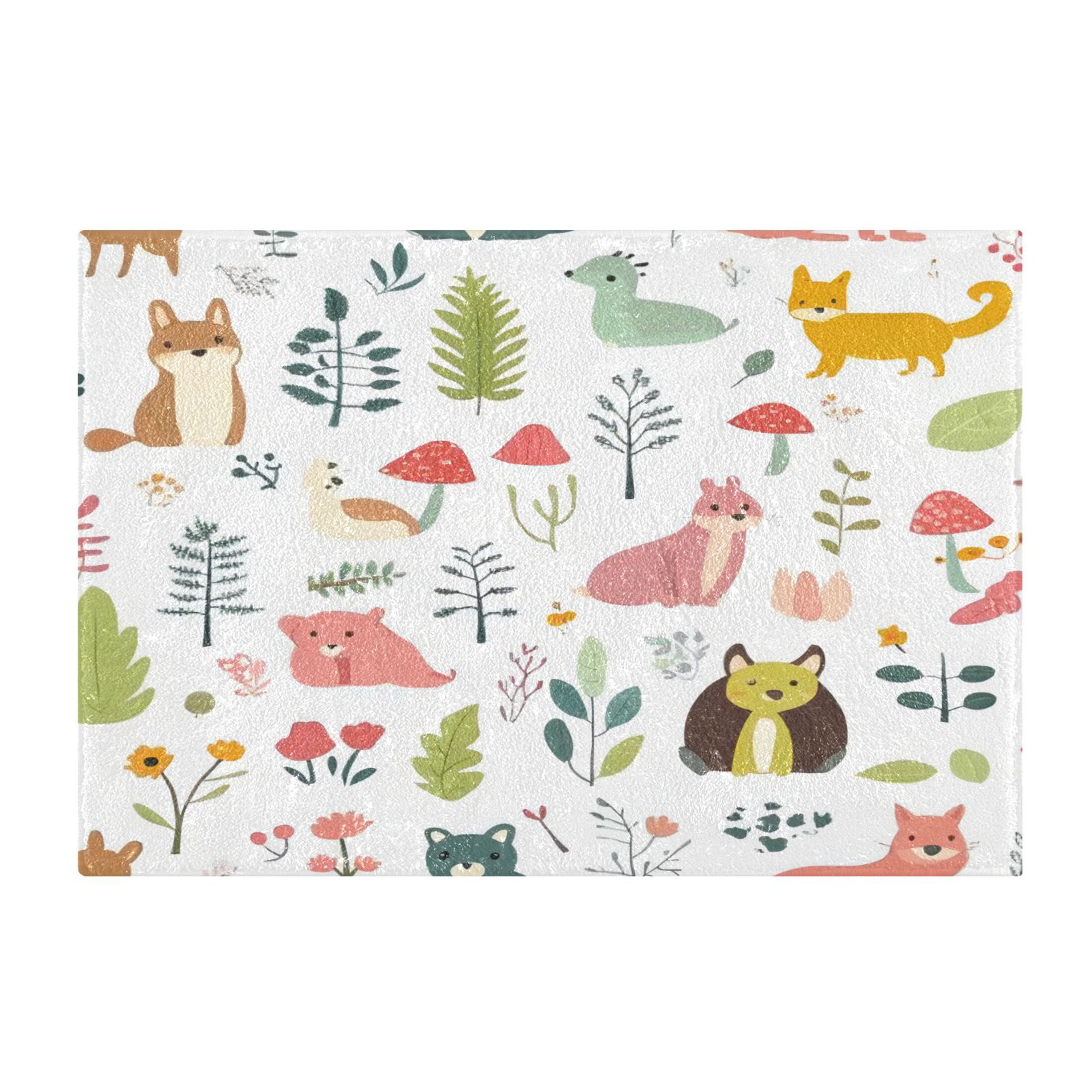 2 Piece Soft Bathroom Rug Set Cute Woodland Animals Bath Mat and U ...