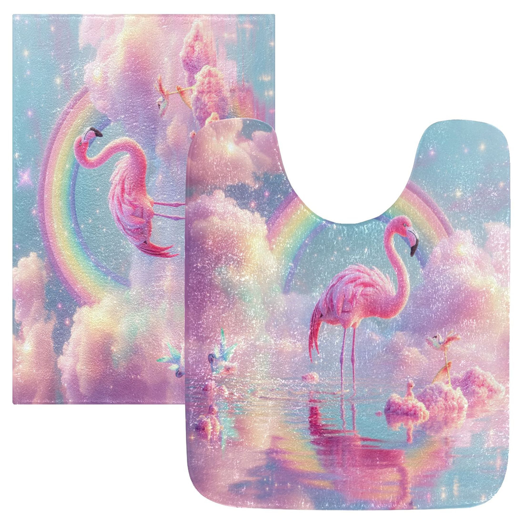 2 Piece Soft Bathroom Rug Set Flamingo in The Water Bath Mat and U ...