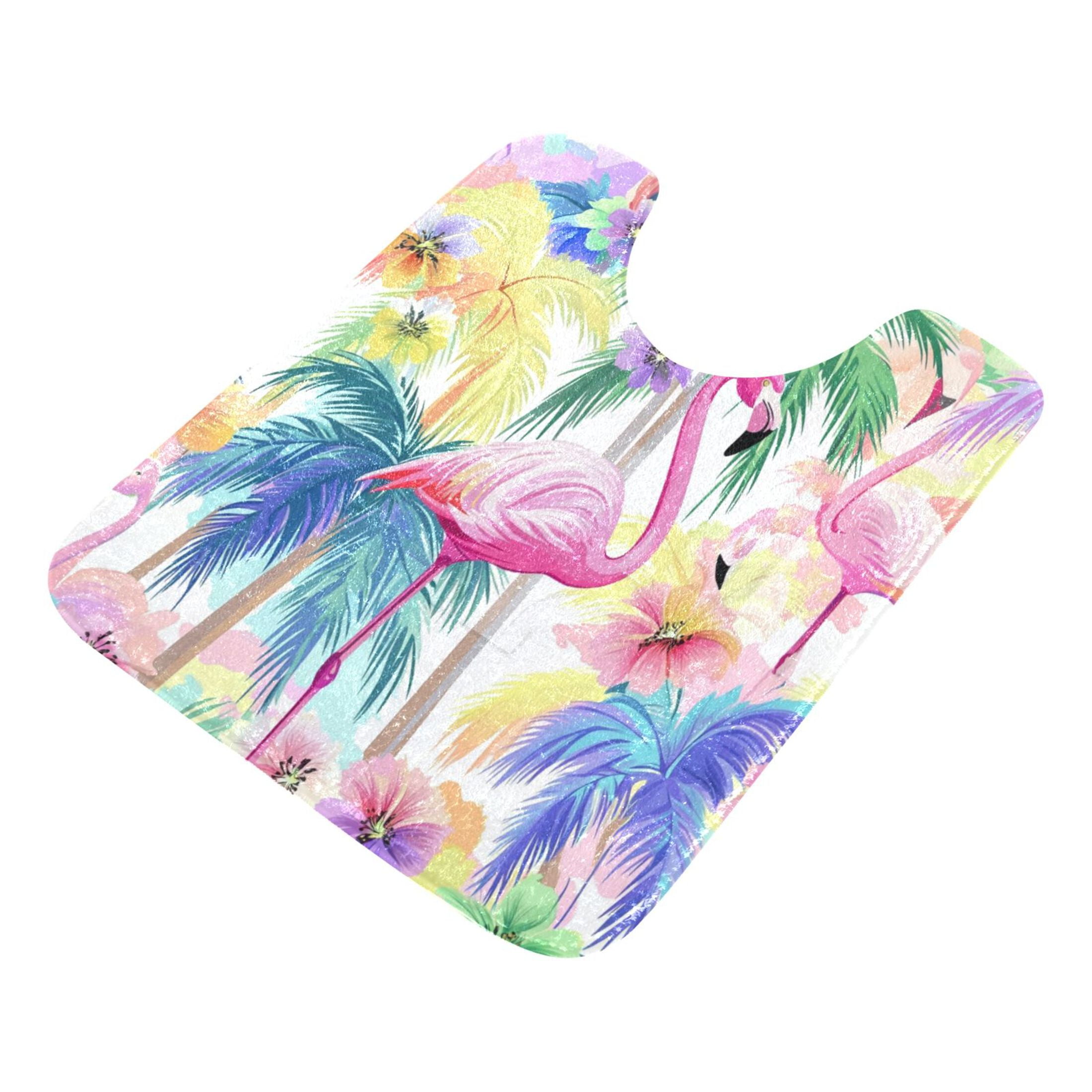 2 Piece Soft Bathroom Rug Set Flamingos and Palm Trees Bath Mat and U ...