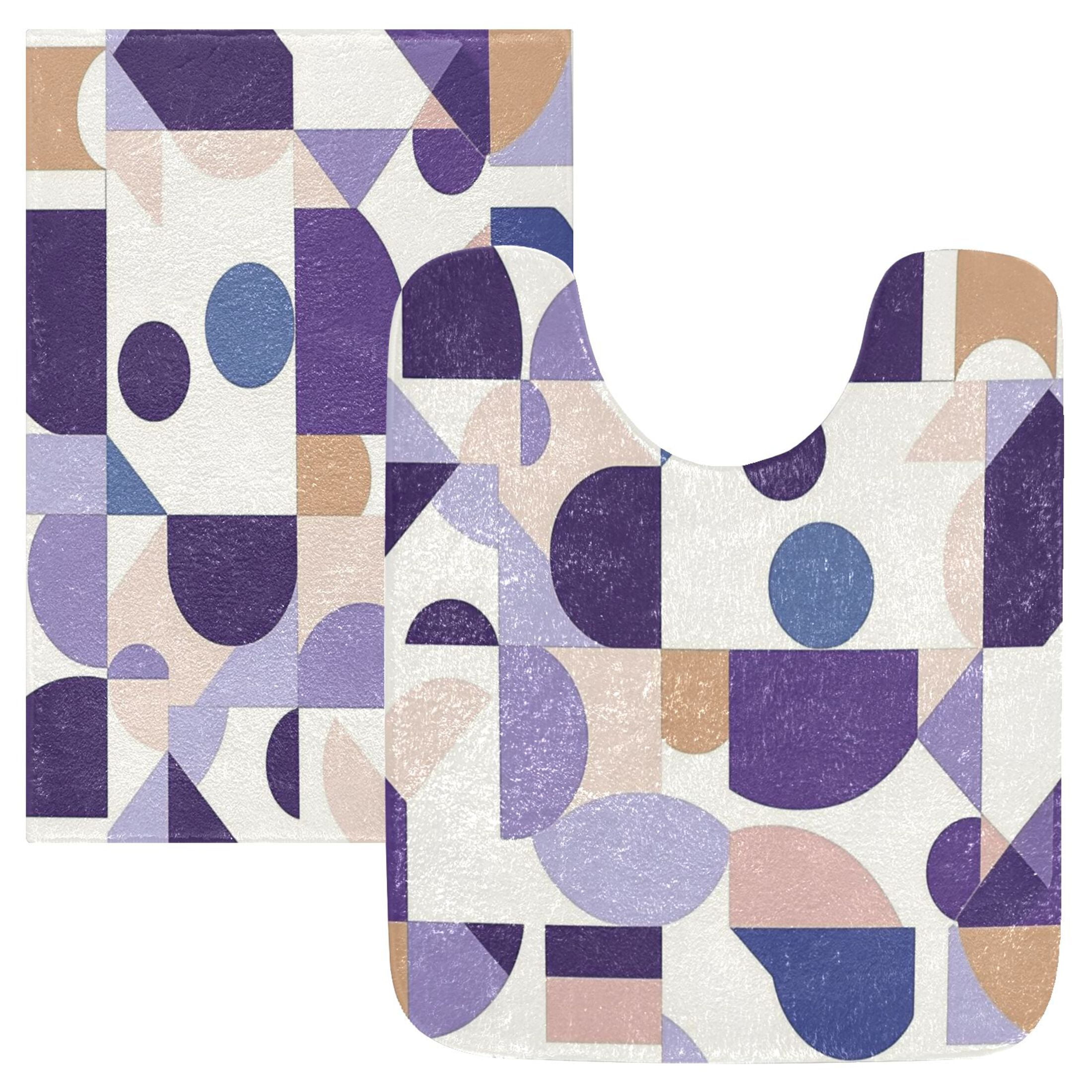 2 Piece Soft Bathroom Rug Set Geometric Vector Illustration Bath Mat ...