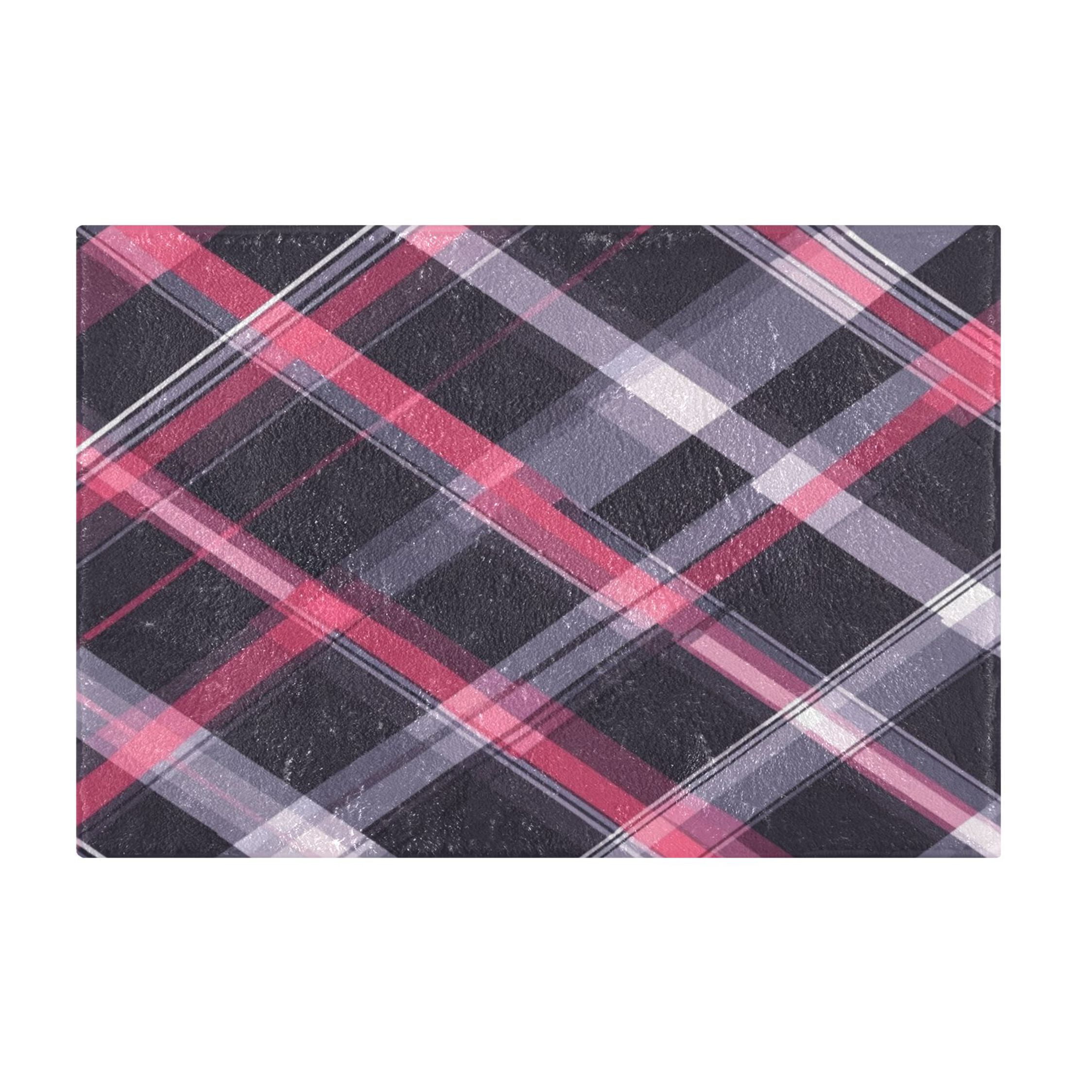 2 Piece Soft Bathroom Rug Set Gray and Purple Plaid Bath Mat and U ...
