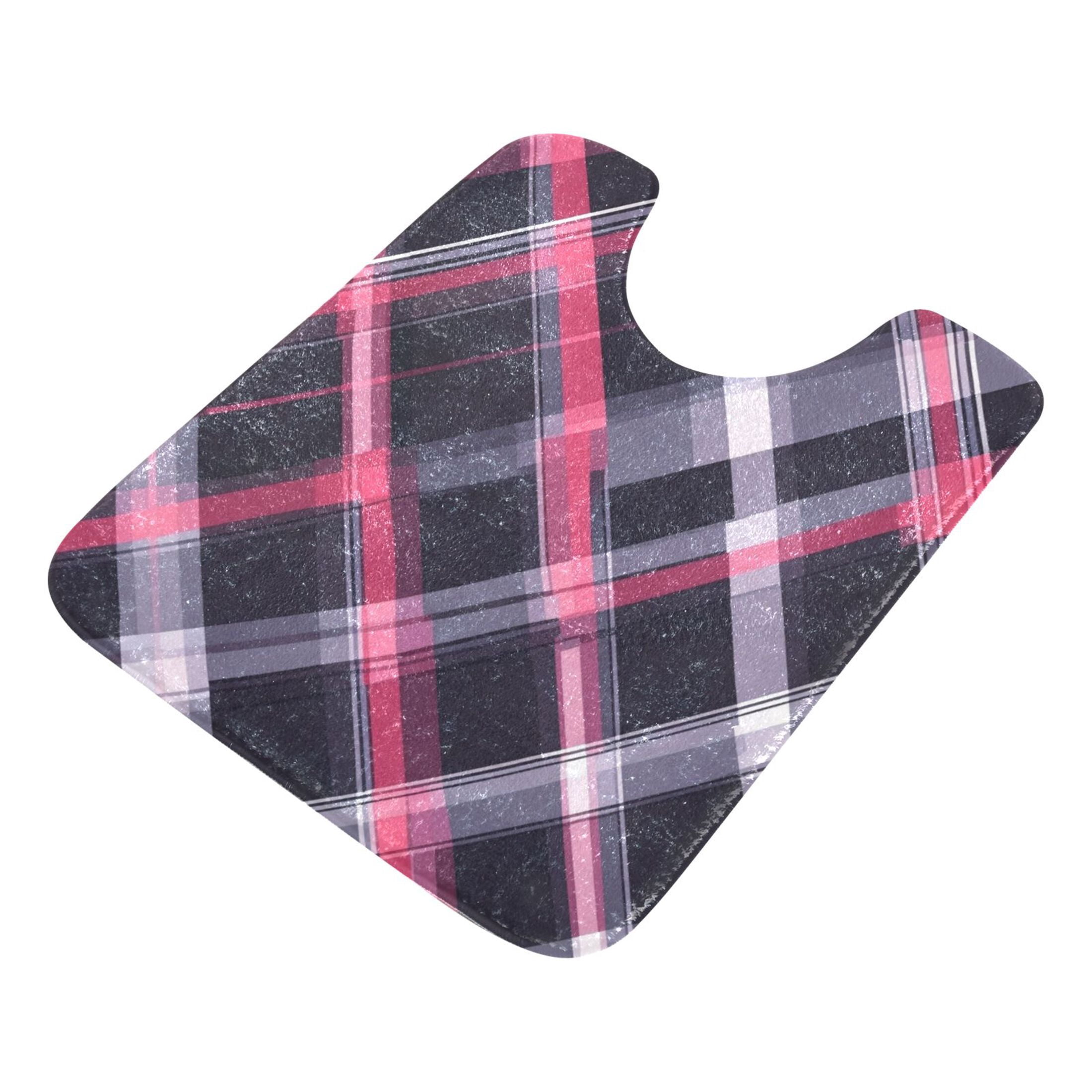 2 Piece Soft Bathroom Rug Set Gray and Purple Plaid Bath Mat and U ...