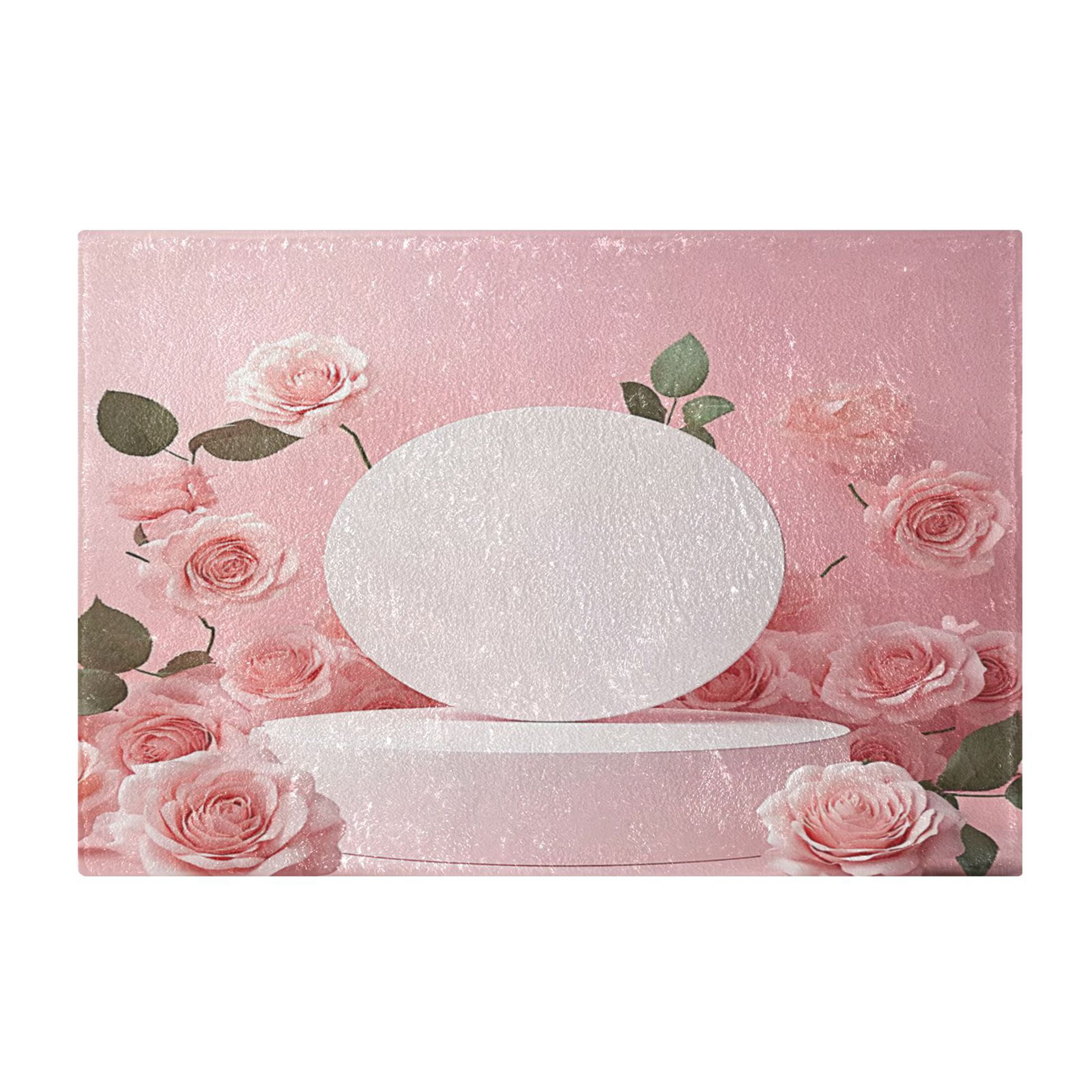 2 Piece Soft Bathroom Rug Set Light Pink Roses Bath Mat and U-Shaped ...