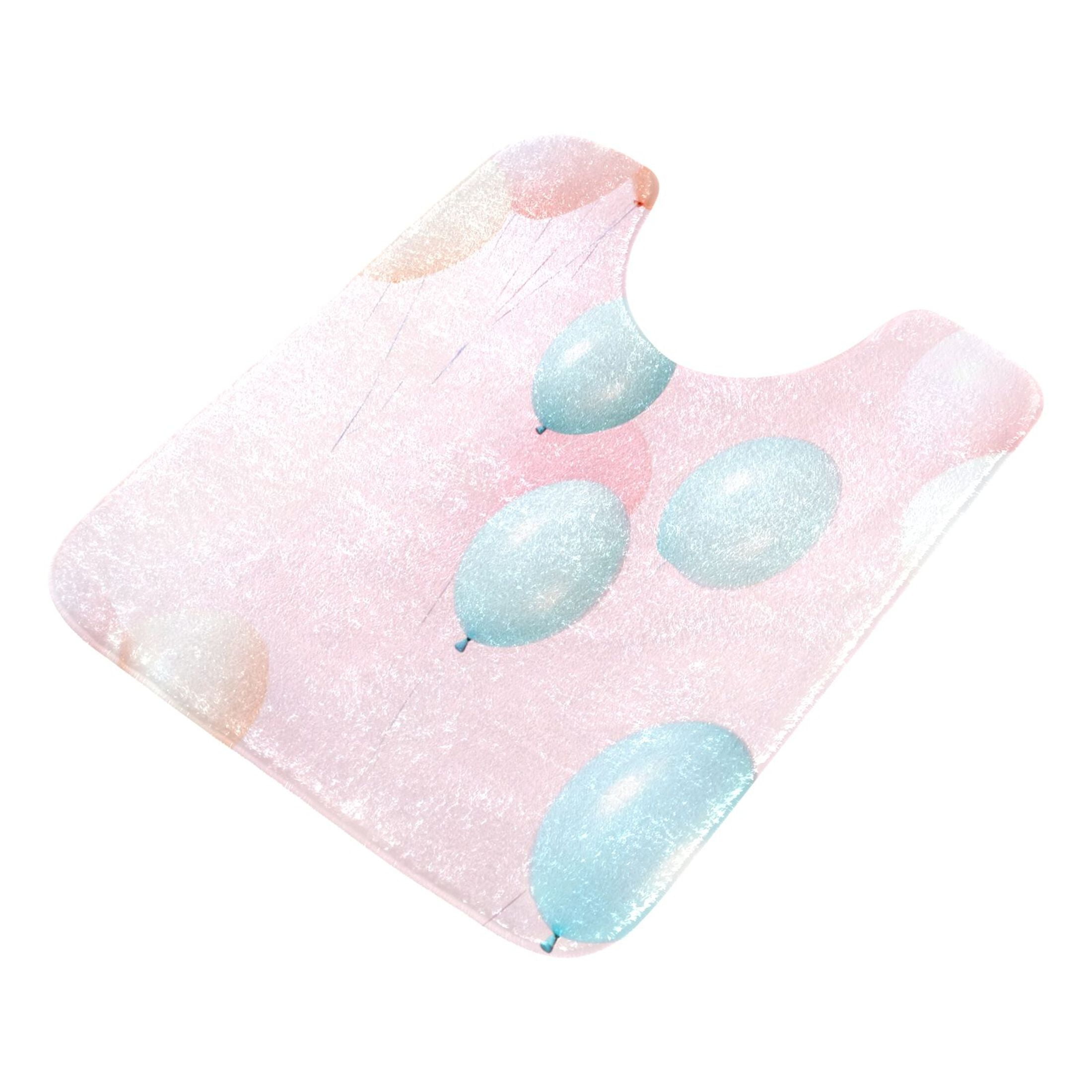 2 Piece Soft Bathroom Rug Set Pink Balloons Bath Mat and U-Shaped ...
