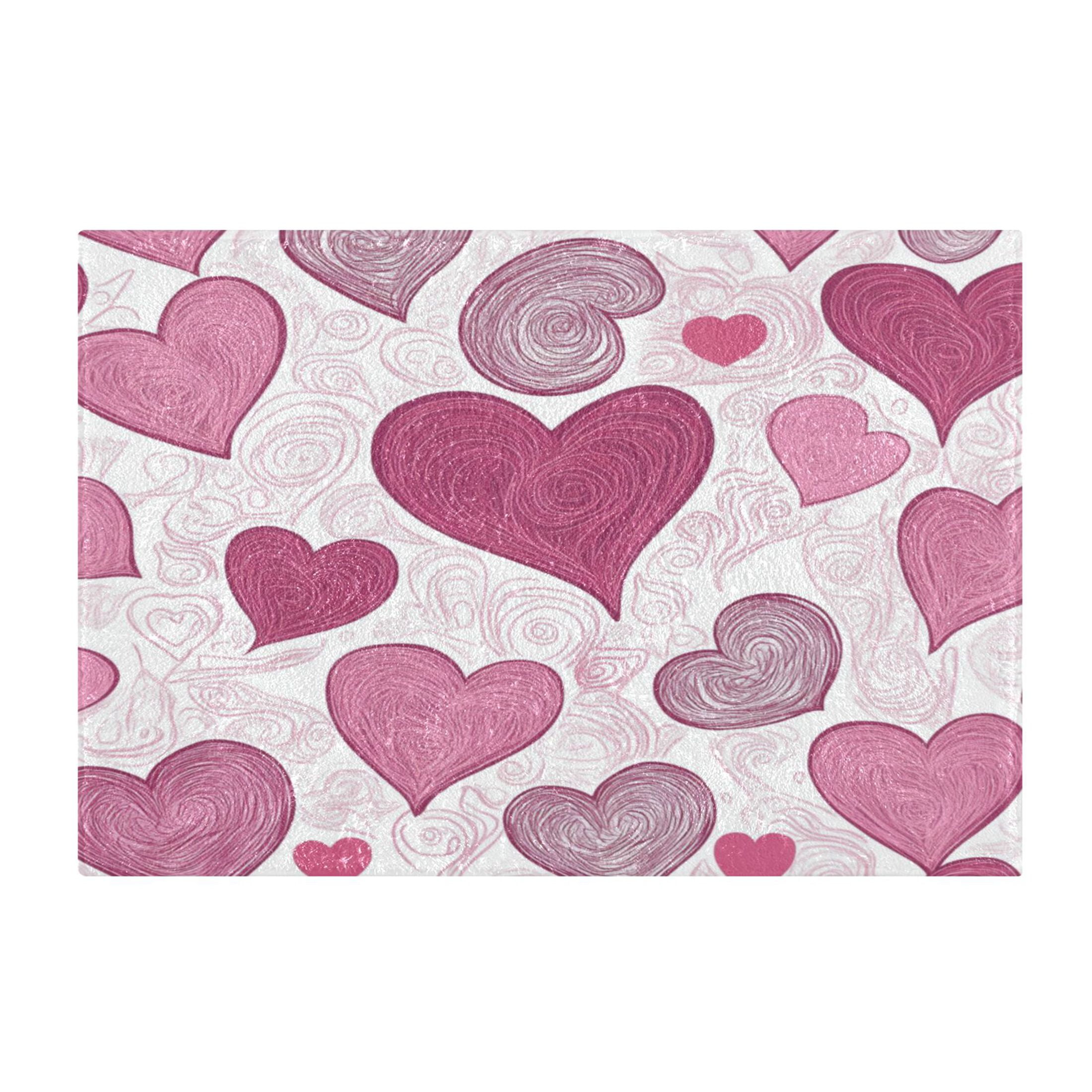 2 Piece Soft Bathroom Rug Set Pink and Maroon Hearts Bath Mat and U ...