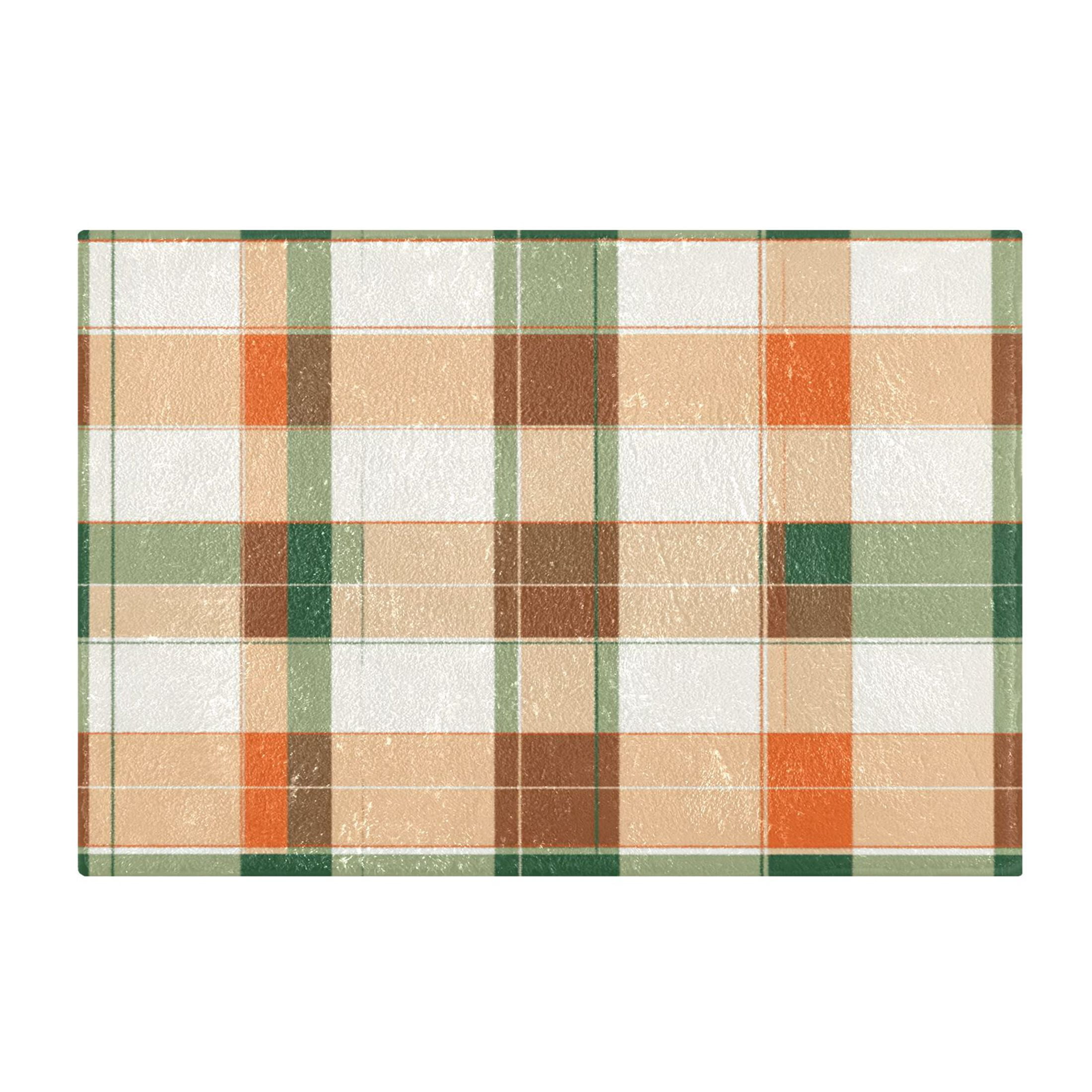 2 Piece Soft Bathroom Rug Set Plaid Pattern Bath Mat and U-Shaped ...