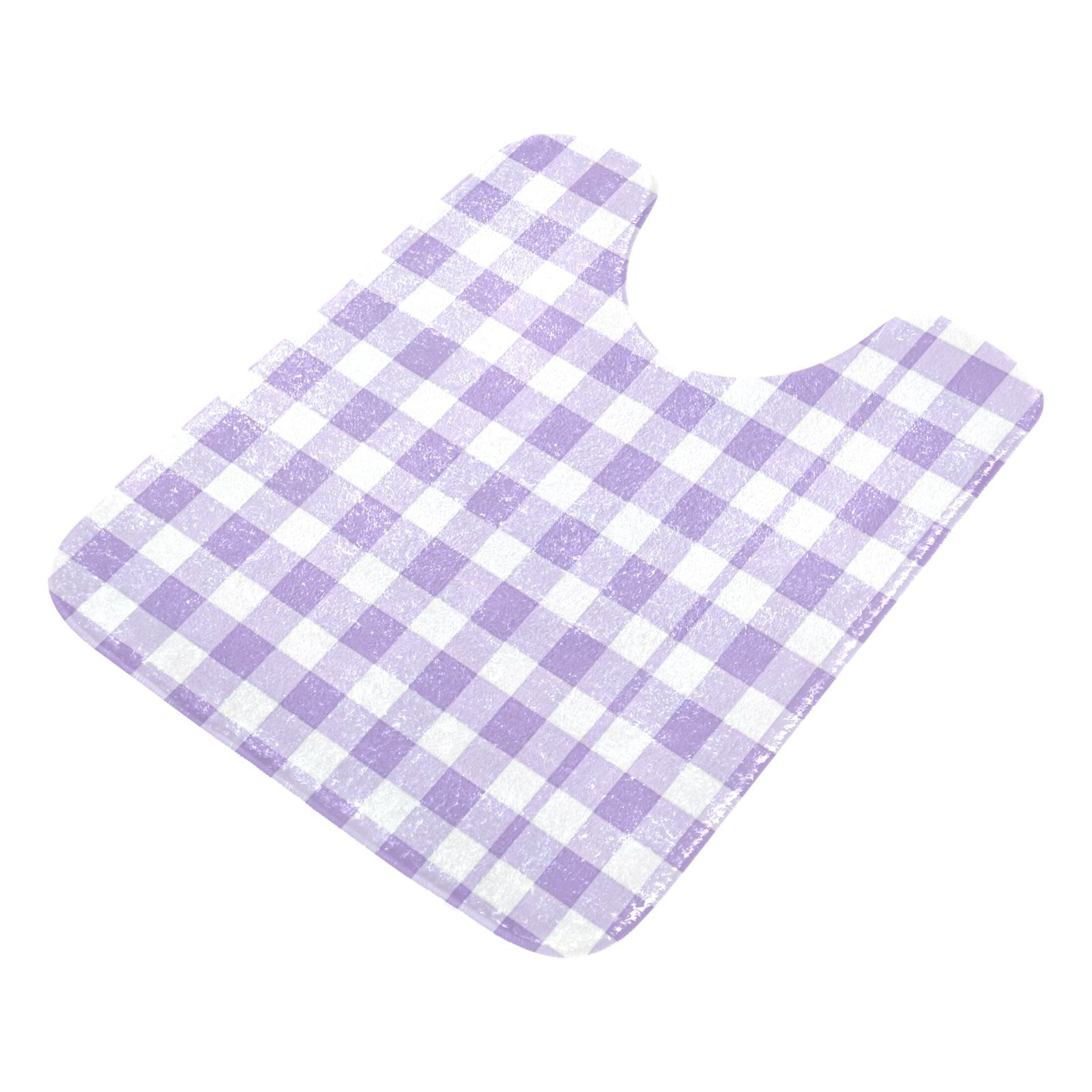 2 Piece Soft Bathroom Rug Set Purple and White Plaid Bath Mat and U ...