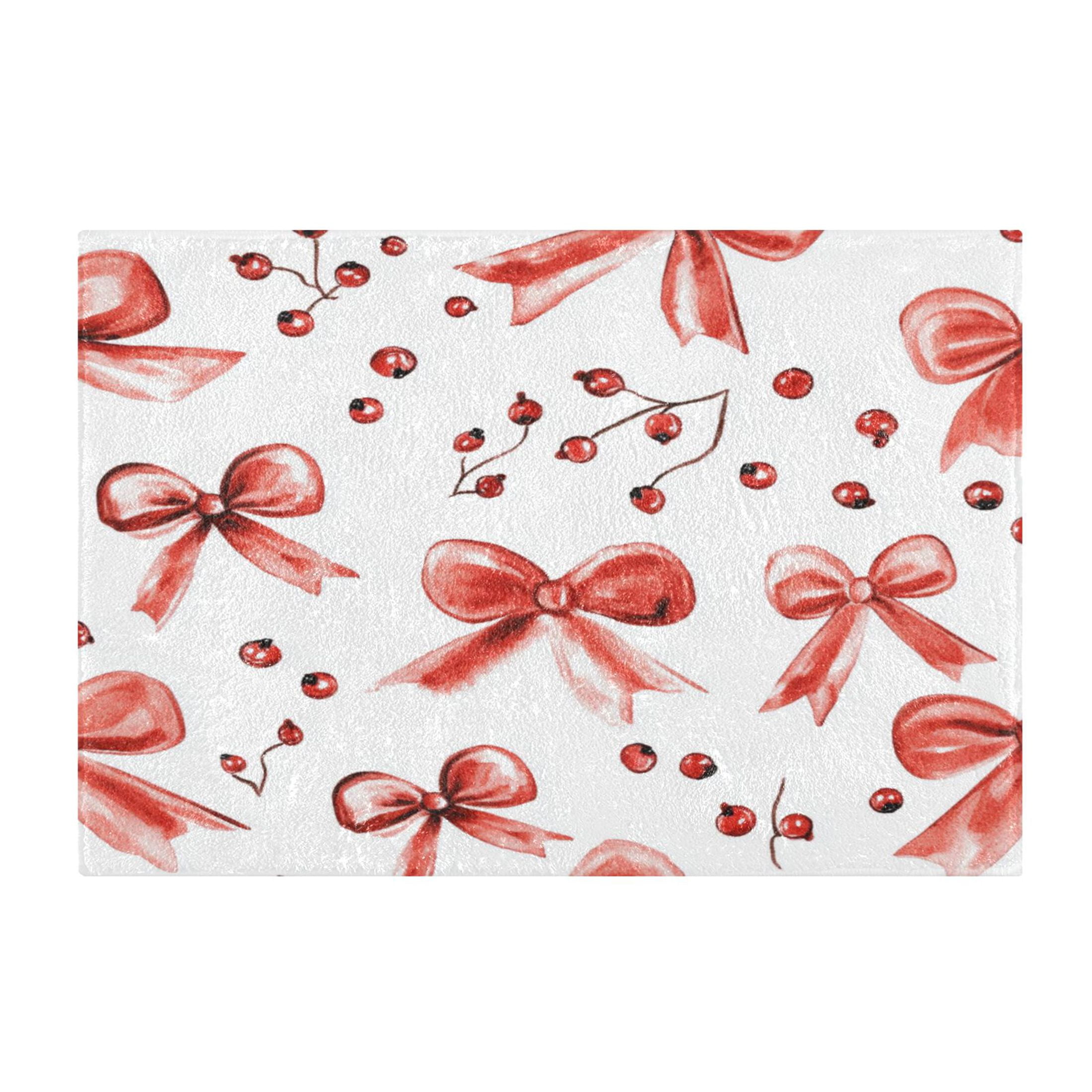 2 Piece Soft Bathroom Rug Set Red Bows and Berries Bath Mat and U ...