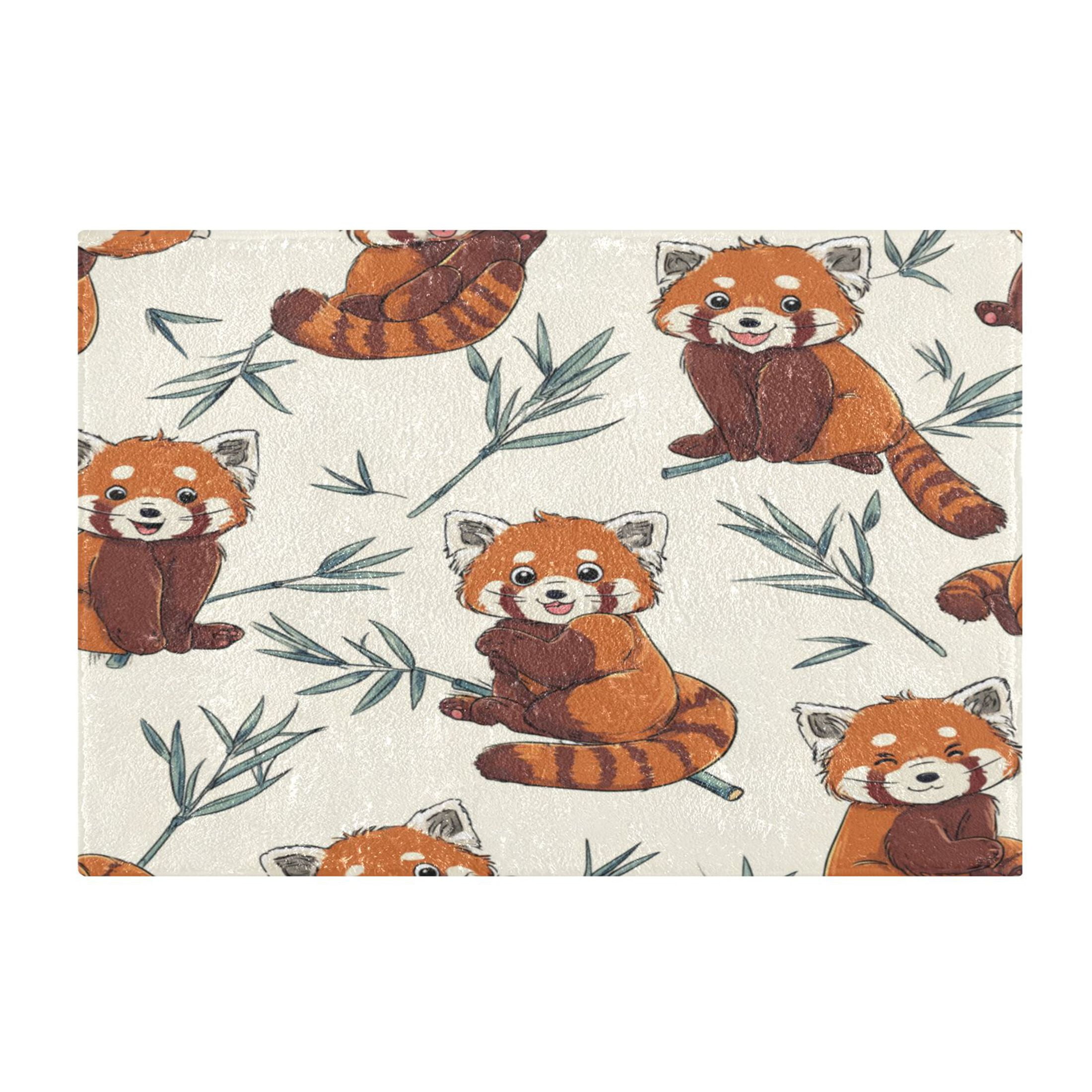 2 Piece Soft Bathroom Rug Set Red Panda Pattern Bath Mat and U-Shaped ...