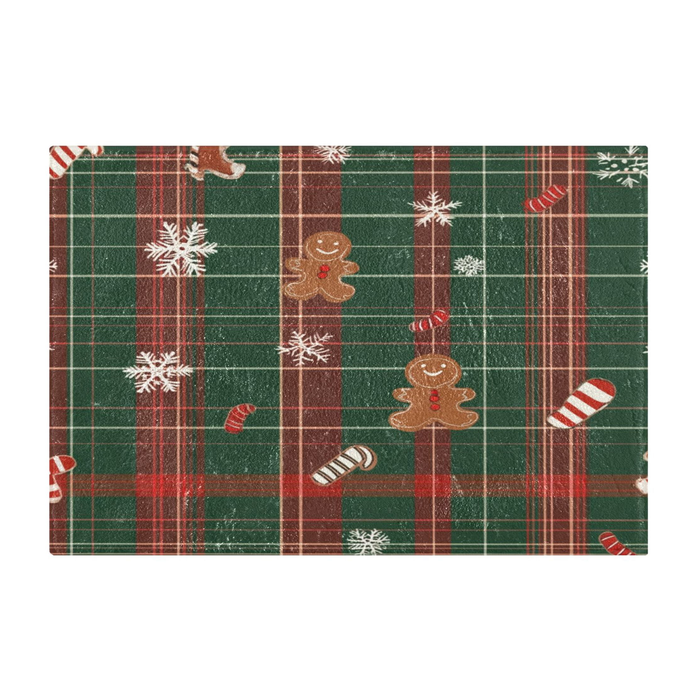 2 Piece Soft Bathroom Rug Set Red and Green Plaid Bath Mat and U-Shaped ...
