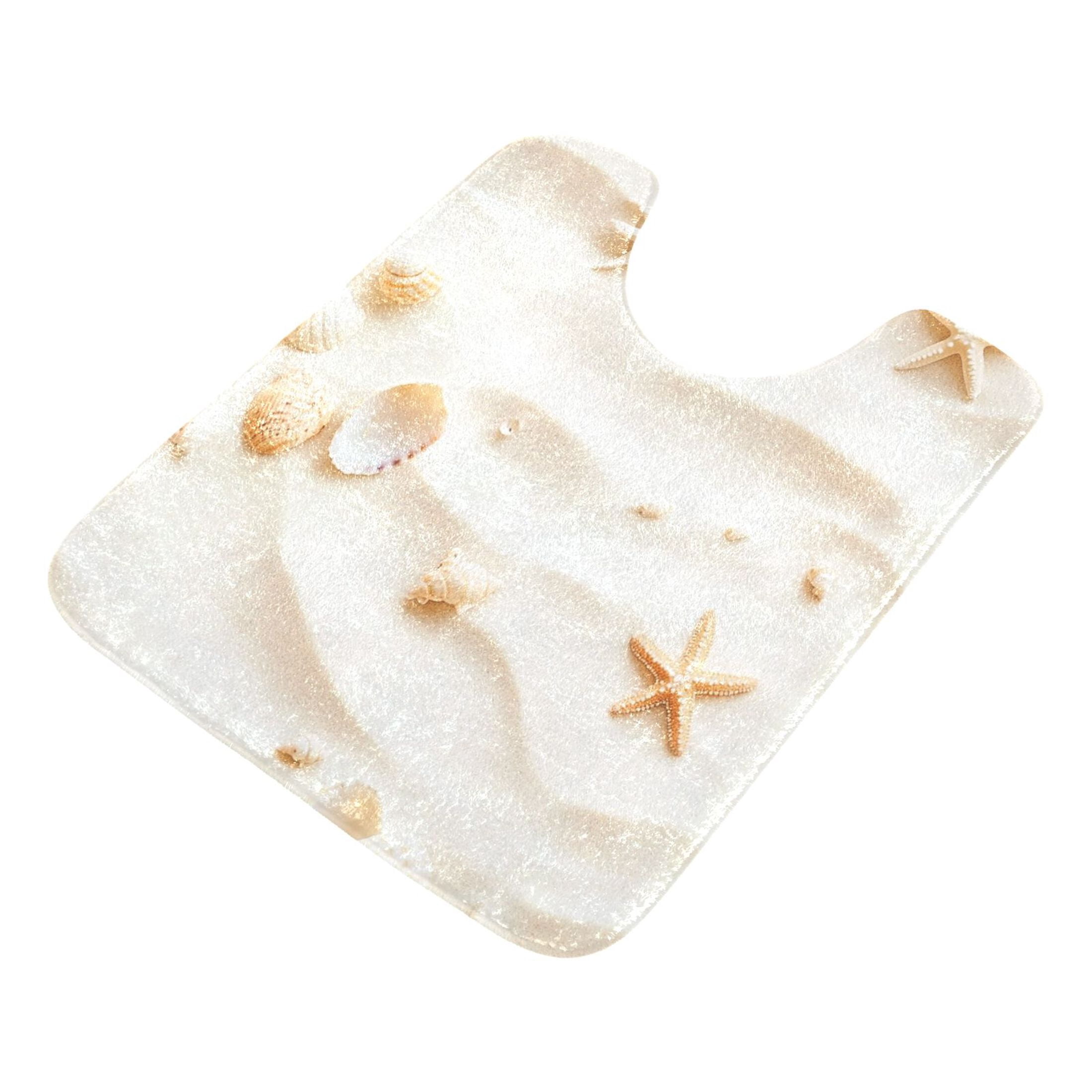 2 Piece Soft Bathroom Rug Set Small Shells and Starfish Bath Mat and U ...