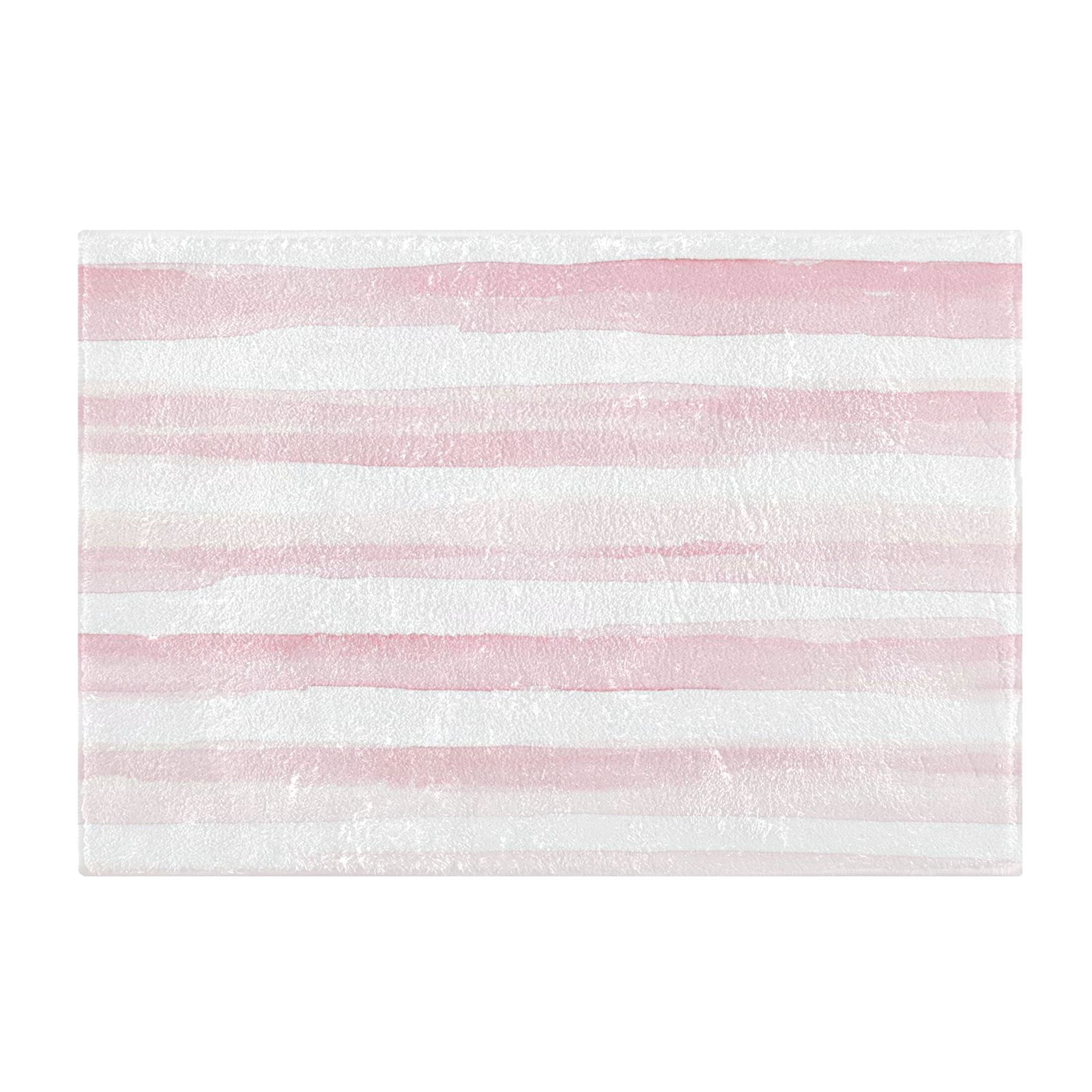 2 Piece Soft Bathroom Rug Set Soft Pink Watercolor Stripes Bath Mat and ...