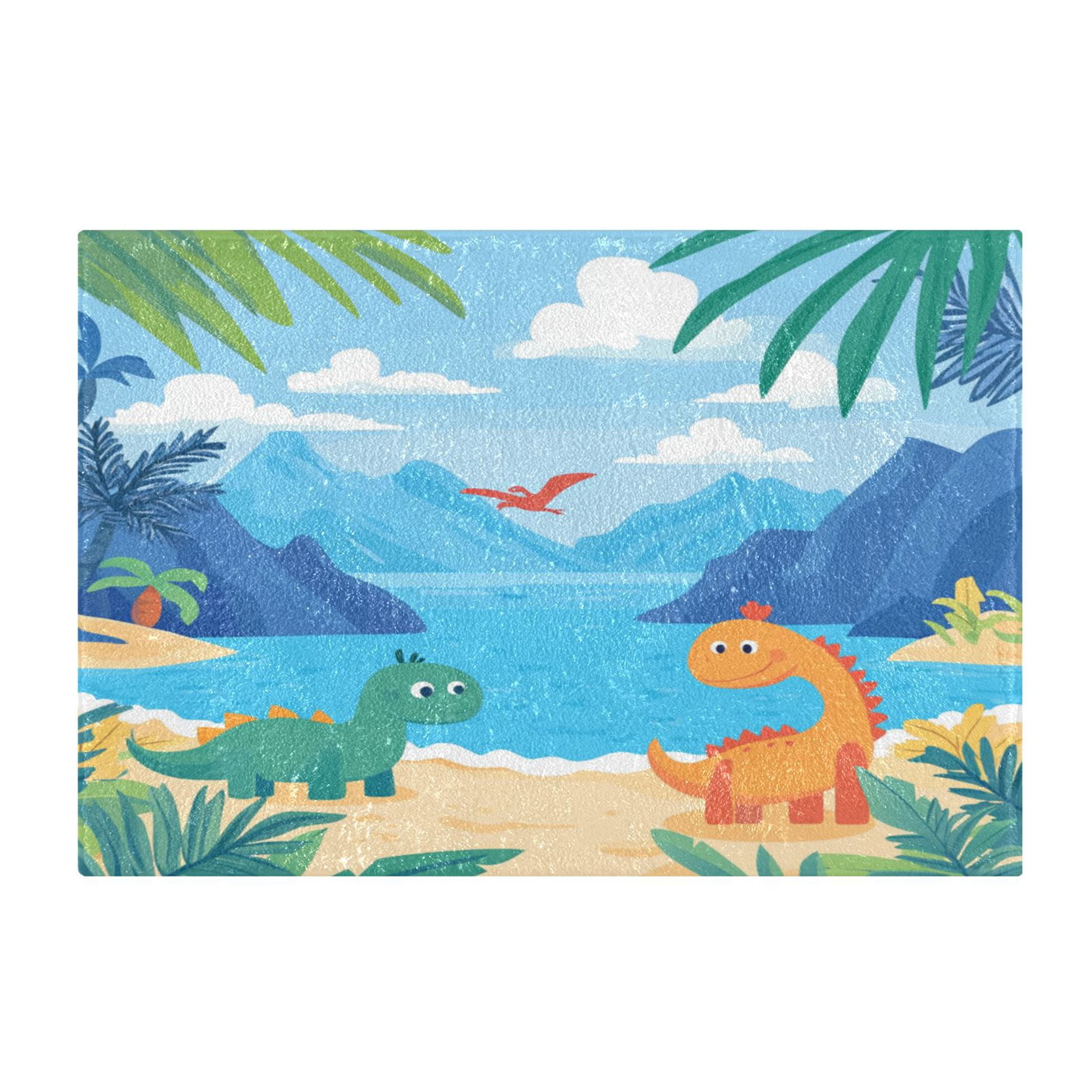 2 Piece Soft Bathroom Rug Set Two Dinosaurs Bath Mat and U-Shaped ...