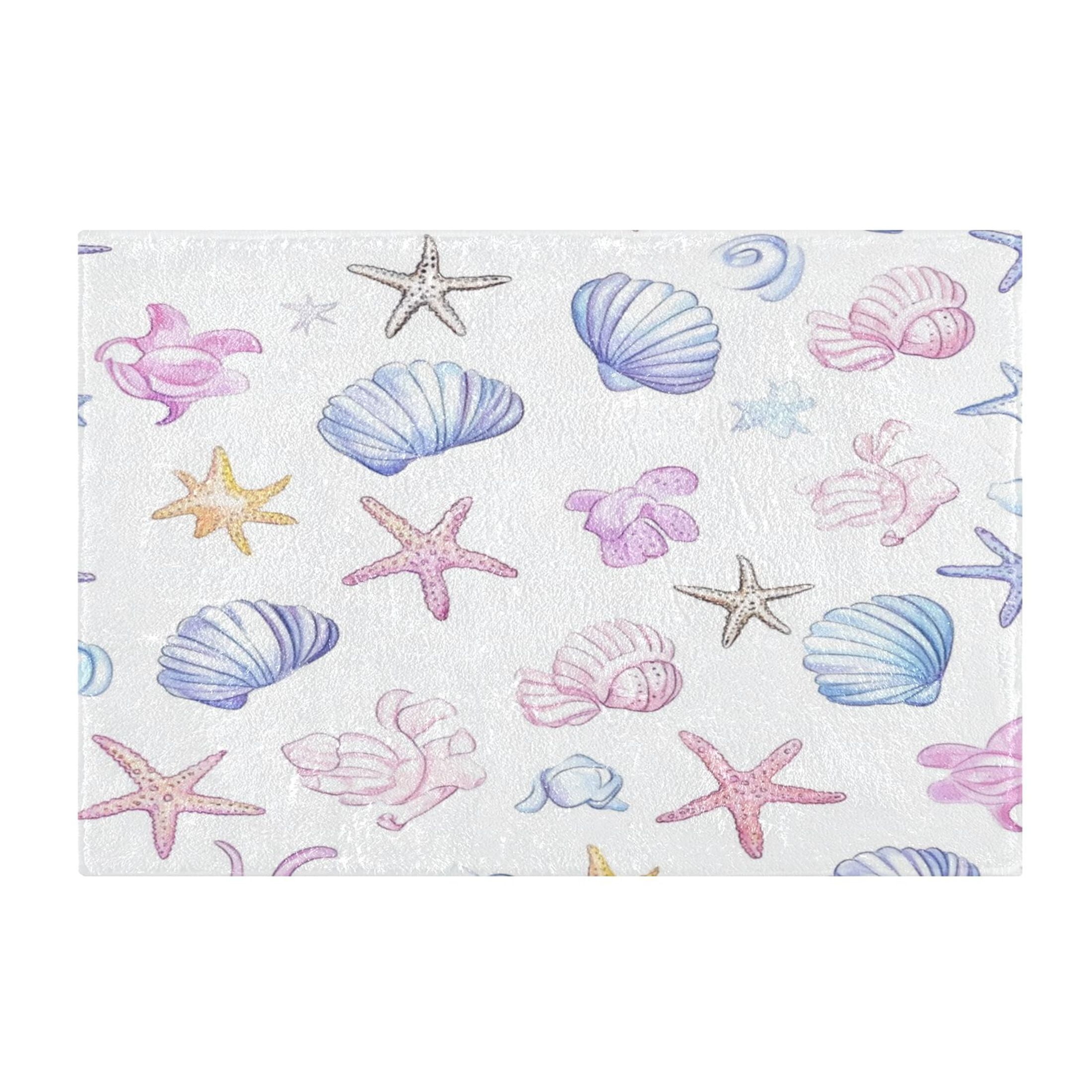 2 Piece Soft Bathroom Rug Set Watercolor Seashells Bath Mat and U ...