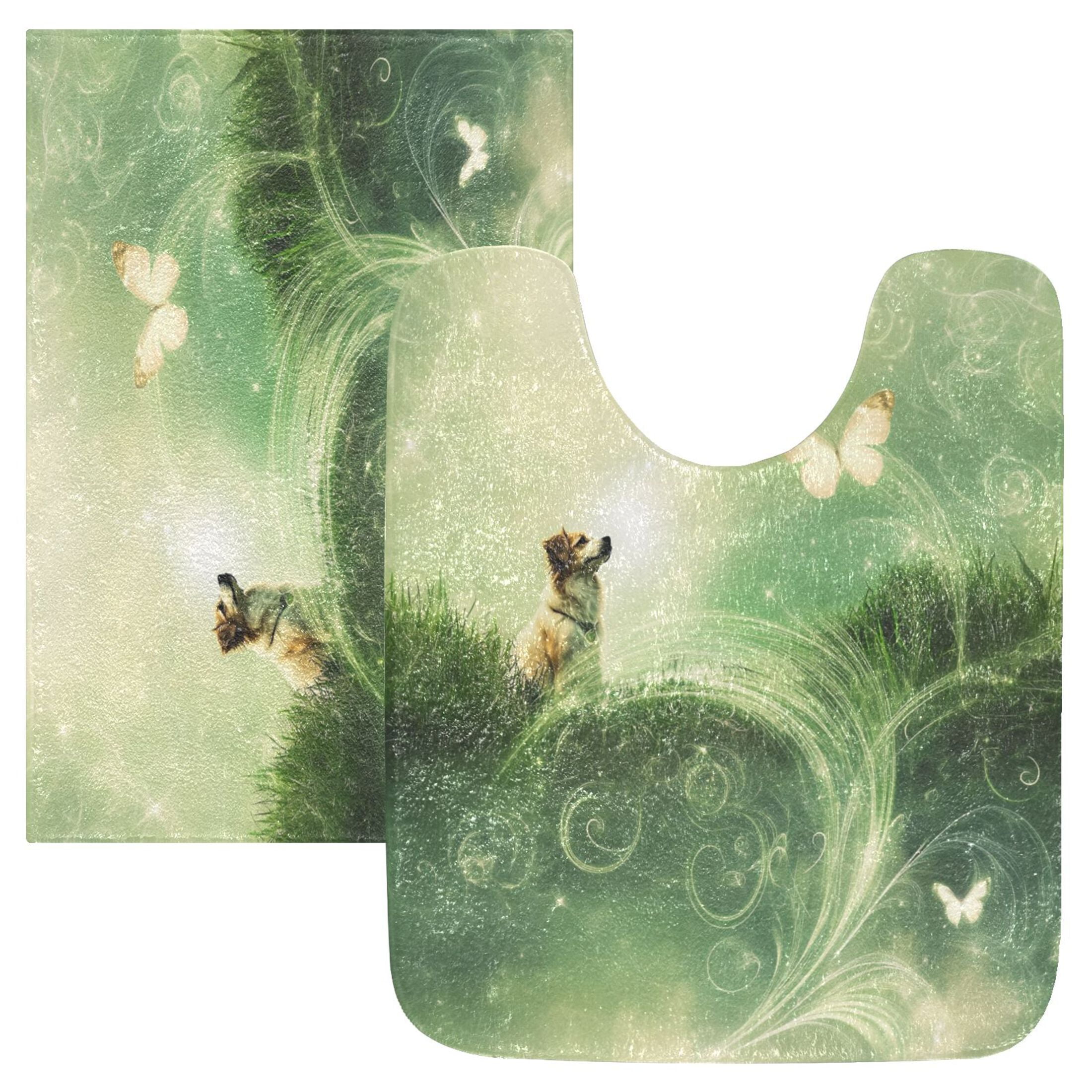 2 Piece Soft Bathroom Rug Set Whimsical Background Bath Mat and U ...