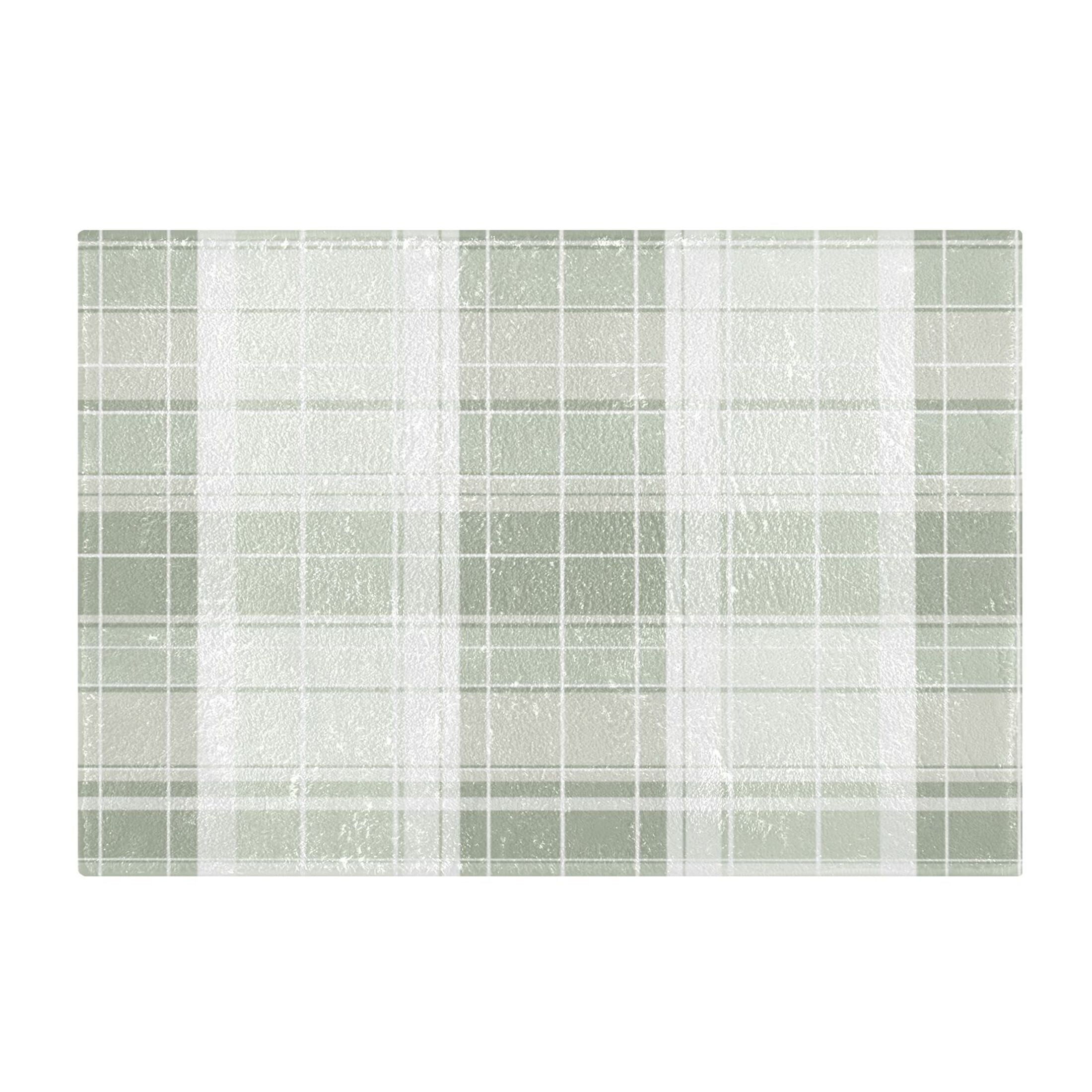 2 Piece Soft Bathroom Rug Set White and Green Plaid Bath Mat and U ...