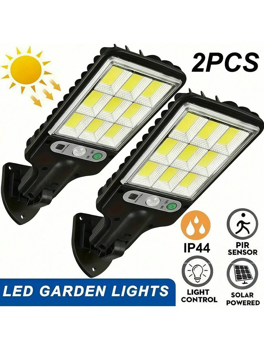 2-Piece Solar-Powered Outdoor Street Light | 108COB High Brightness LED ...