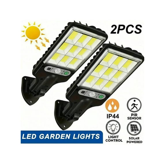 2-Piece Solar-Powered Outdoor Street Light | 108COB High Brightness LED ...