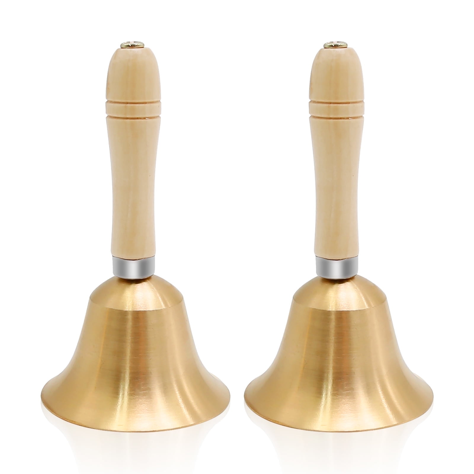 2-Piece Solid Brass Hand Bell with Wooden Handle - 6.22X3.50X3.38 Inch ...