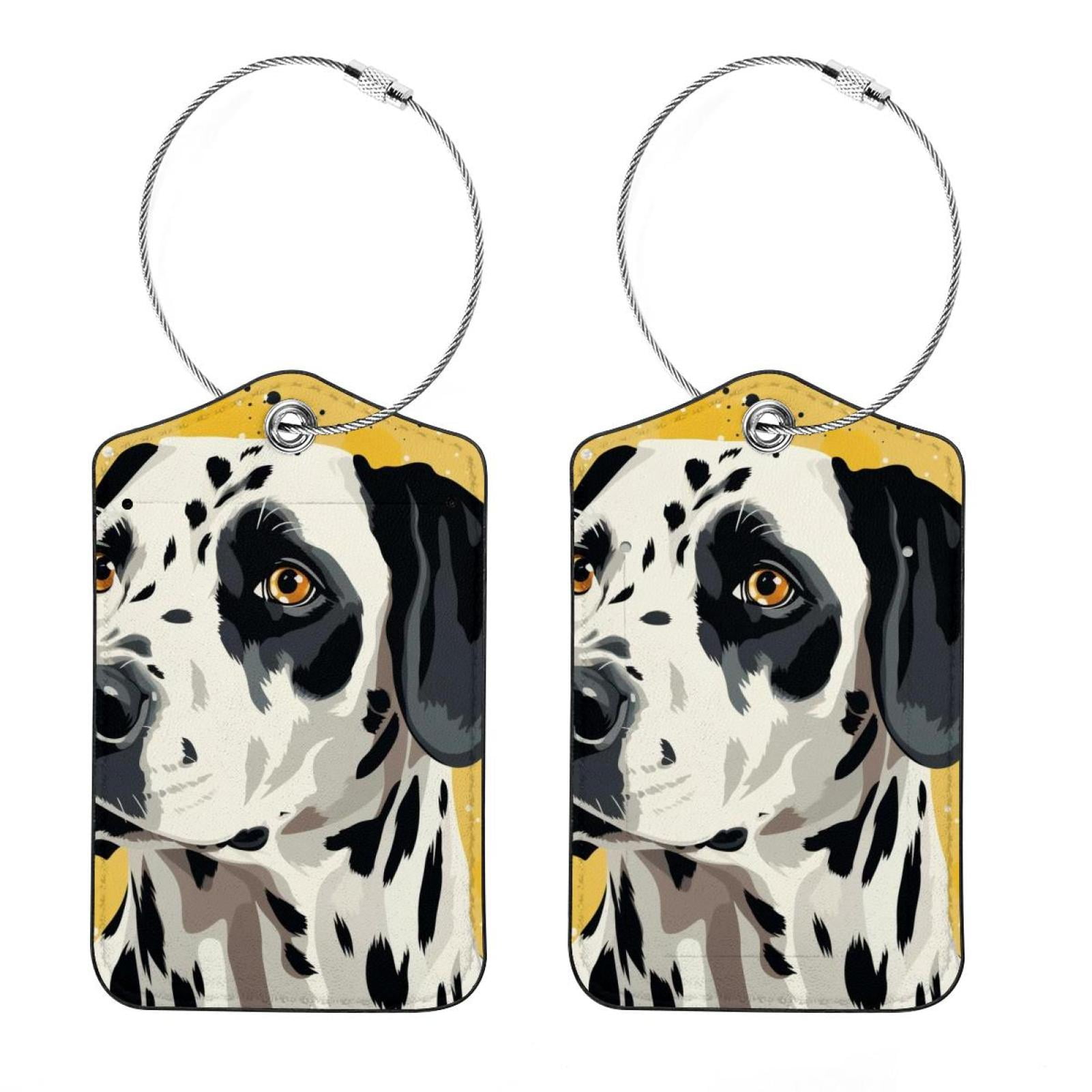 2 Piece Spotted Dog Luggage Tag for Suitcase Identifiers Privacy Name ...