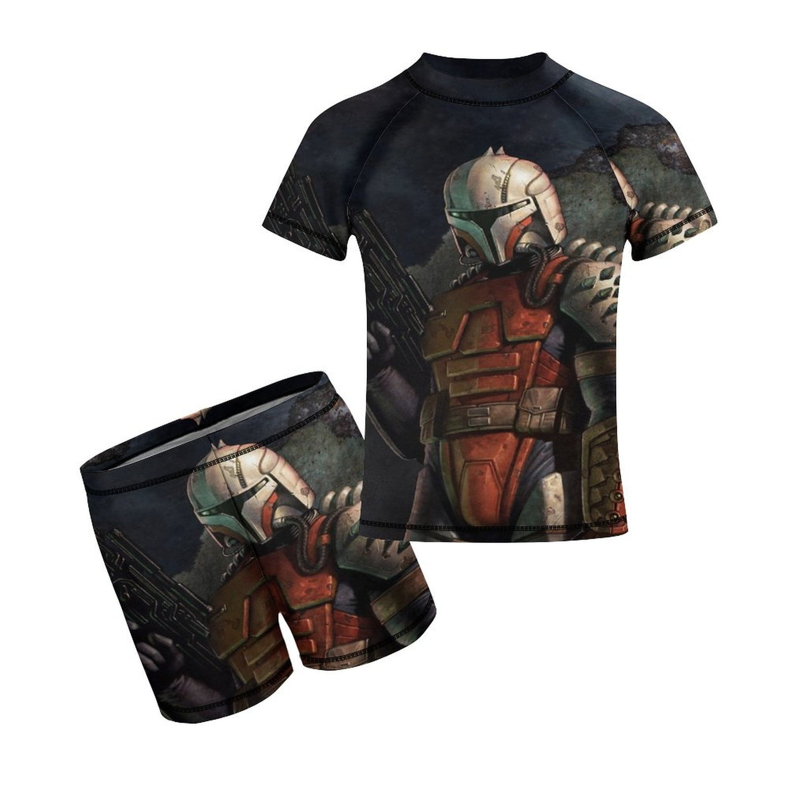 2 Piece Sta-r War Boys Short Sleeve Swimsuit Rash Guard Sets Swimwear ...