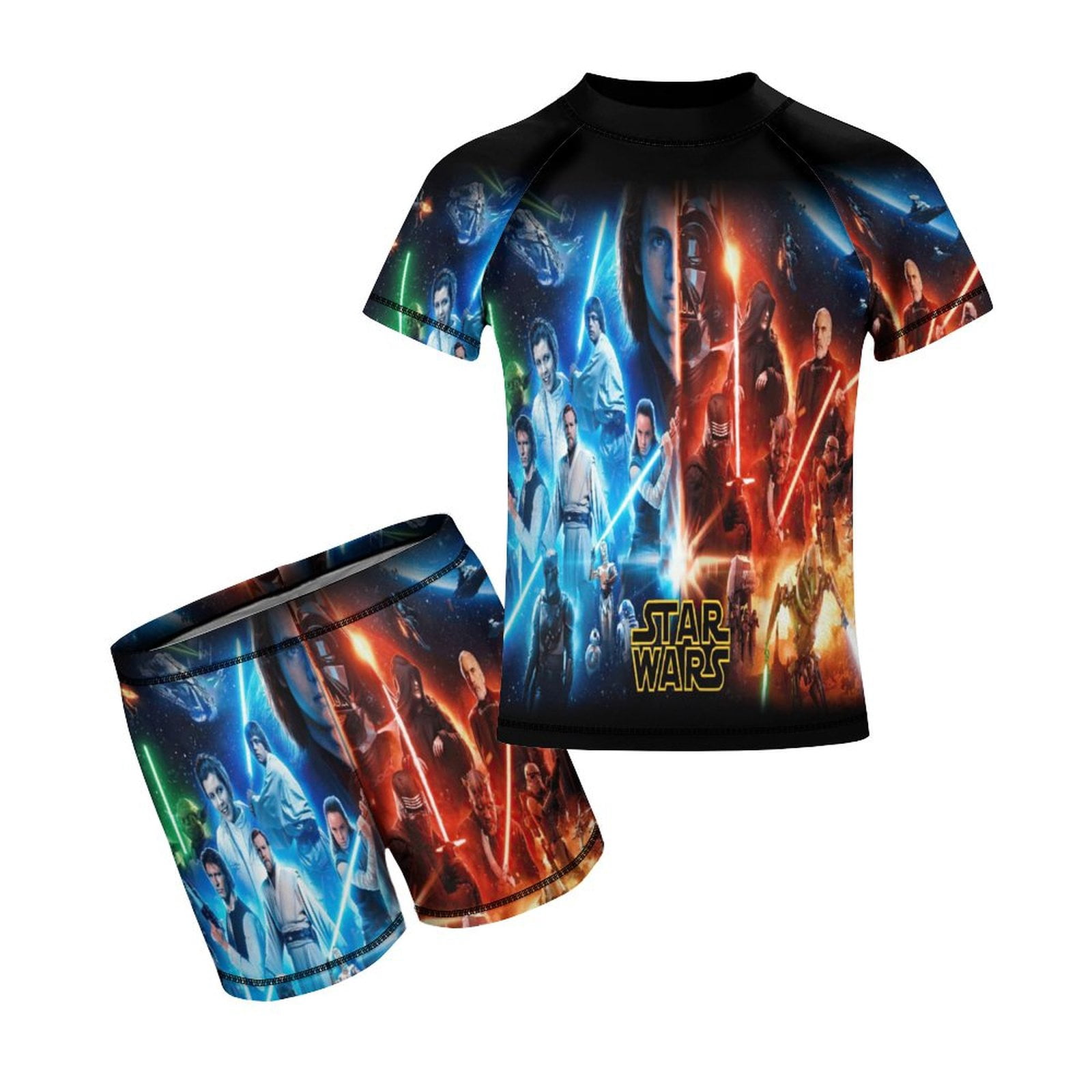 2 Piece Sta-r War Boys Short Sleeve Swimsuit Rash Guard Sets Swimwear ...