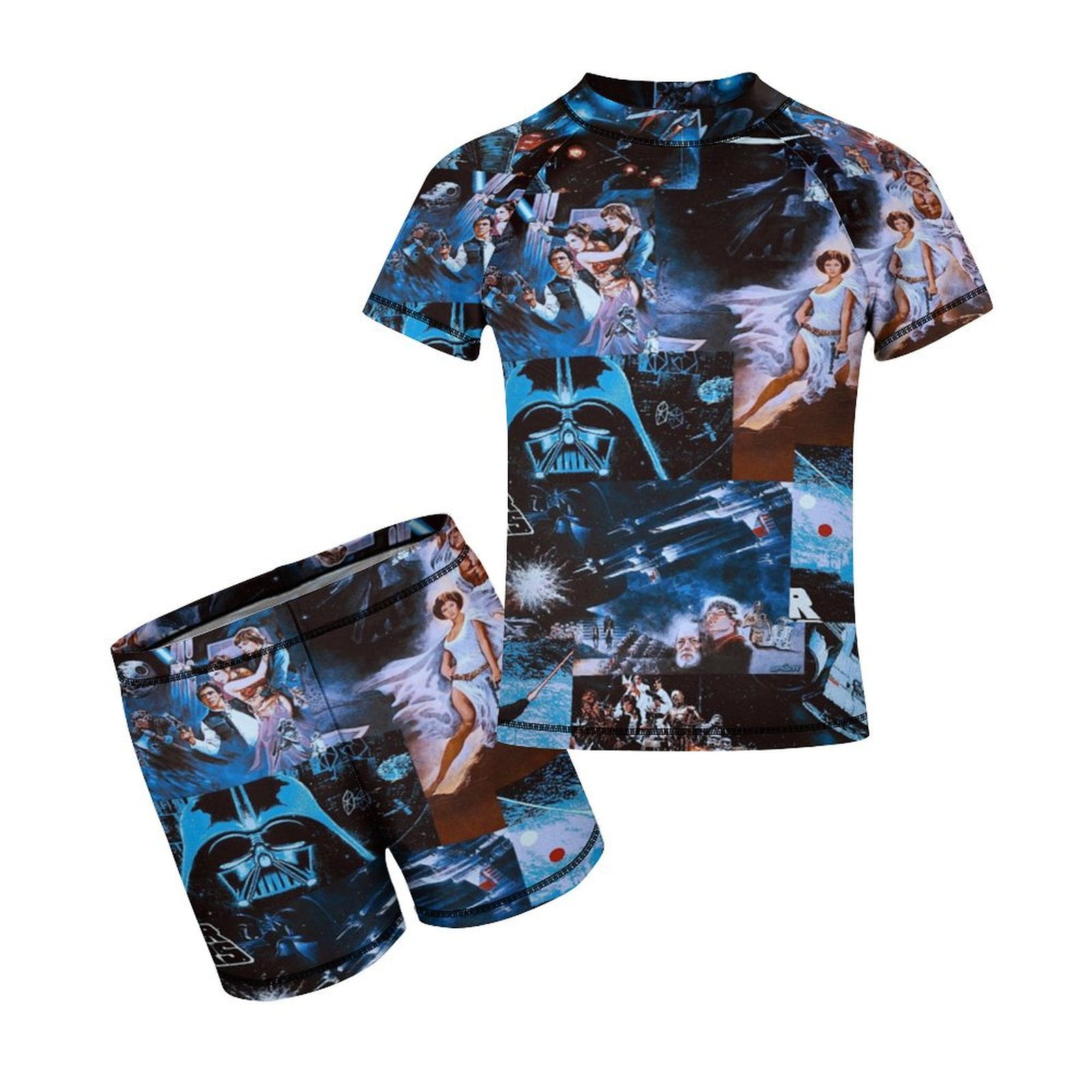 2 Piece Sta-r War Boys Short Sleeve Swimsuit Rash Guard Sets Swimwear ...
