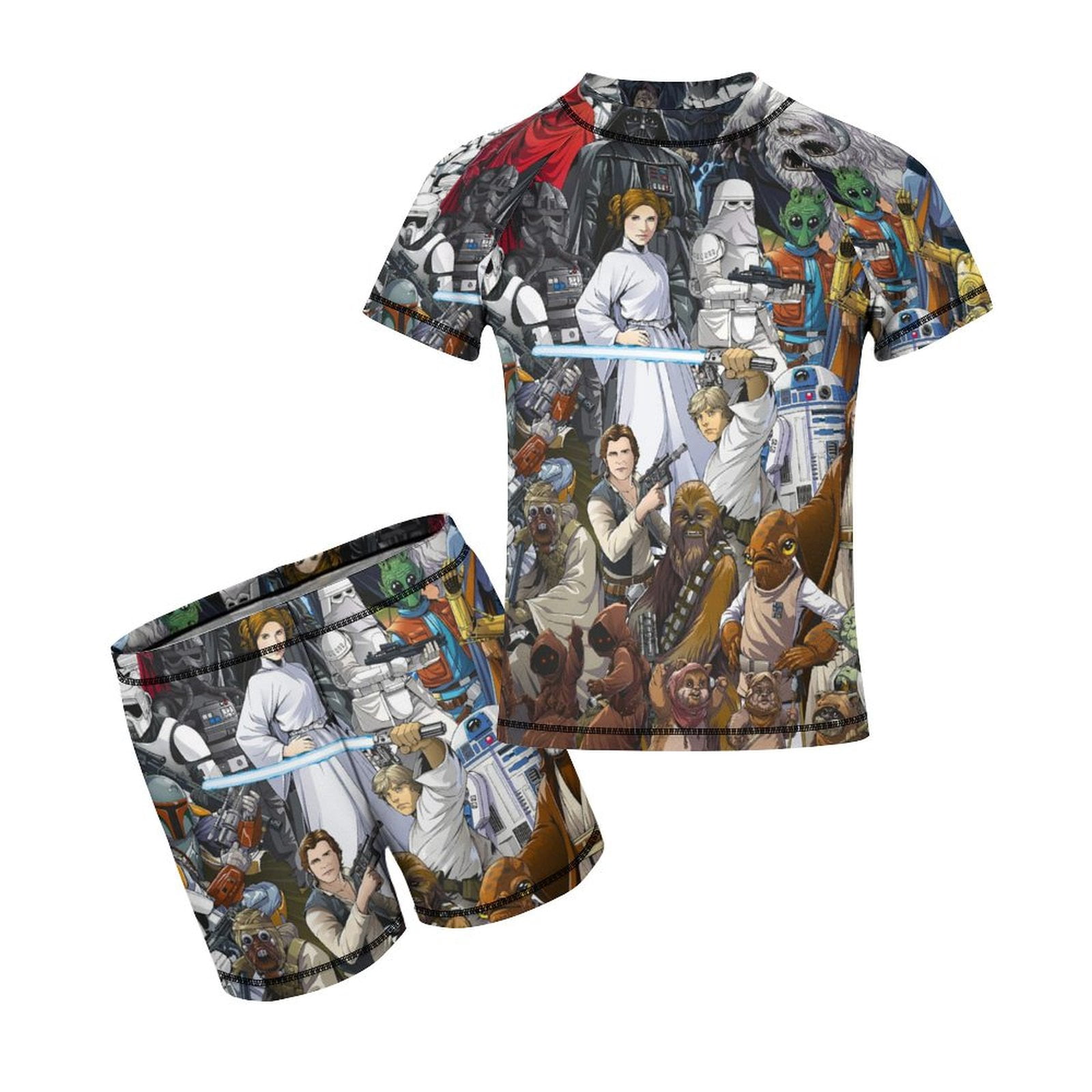 2 Piece Sta-r War Boys Short Sleeve Swimsuit Rash Guard Sets Swimwear ...