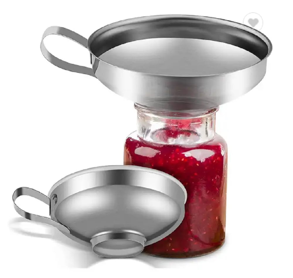 2-Piece Stainless Steel Canning Funnel Set – Versatile Wide Mouth Funnels for Mason Jars ...