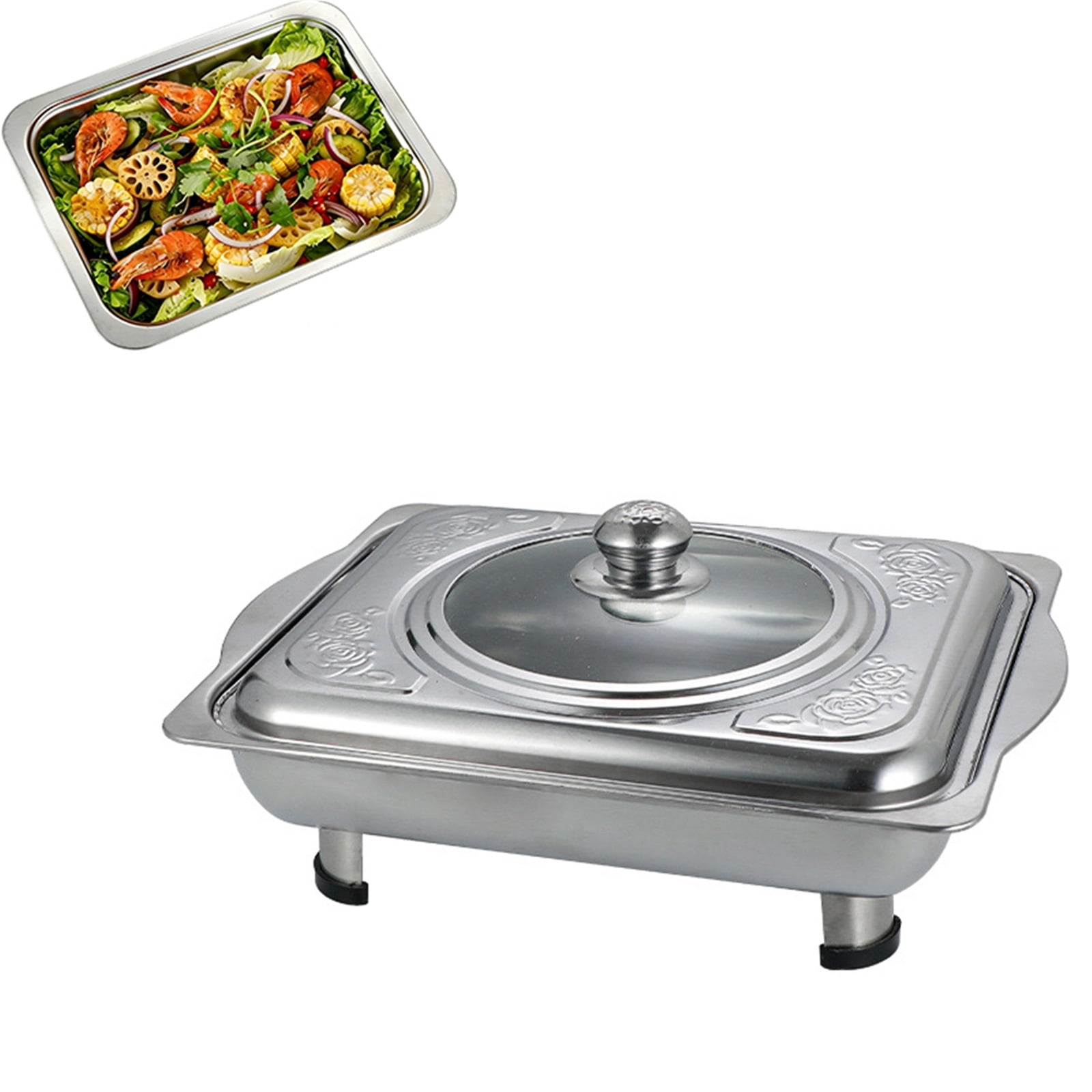 2-Piece Stainless Steel Rectangular Insulated Food Pan Set with Lids ...