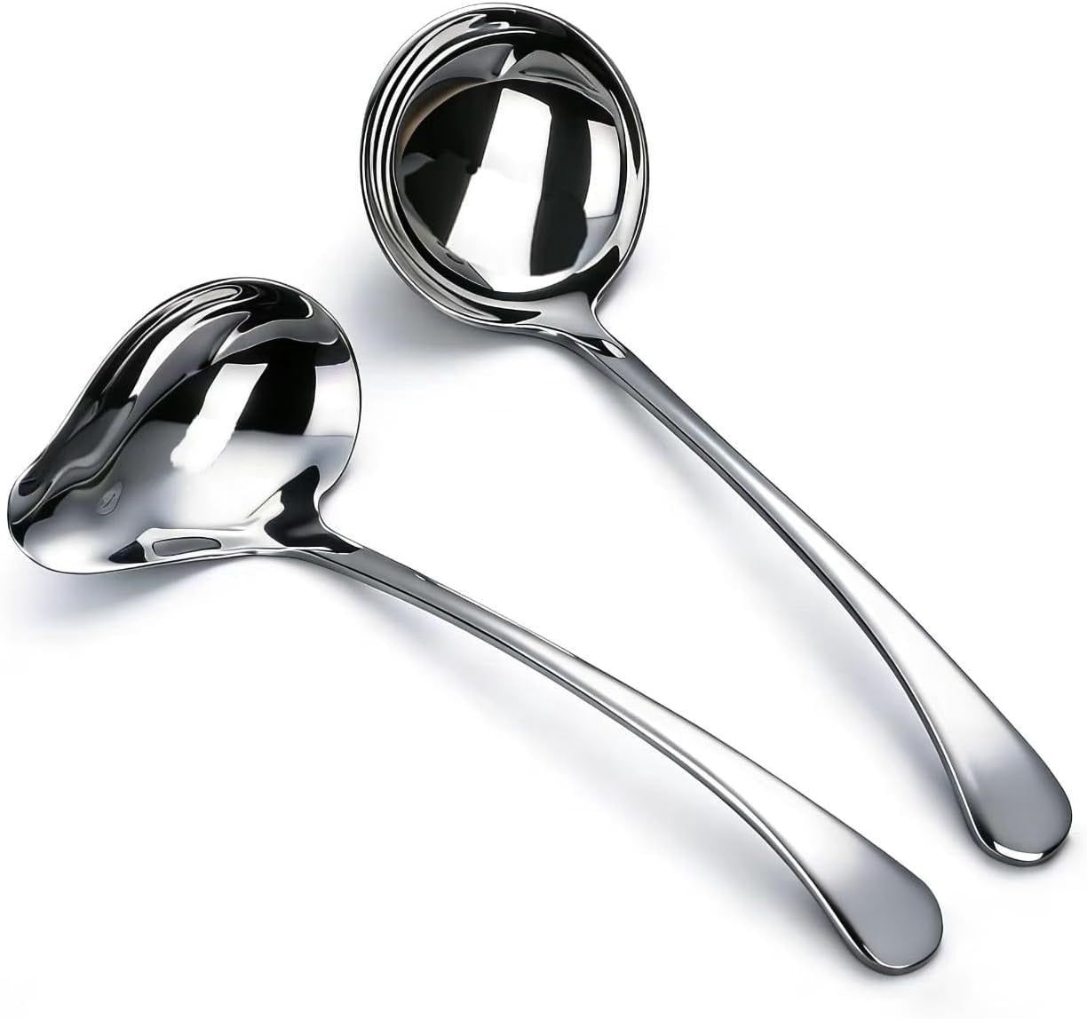2-Piece Stainless Steel Small Ladle Set with Slanted Pour Spout, Sauce ...